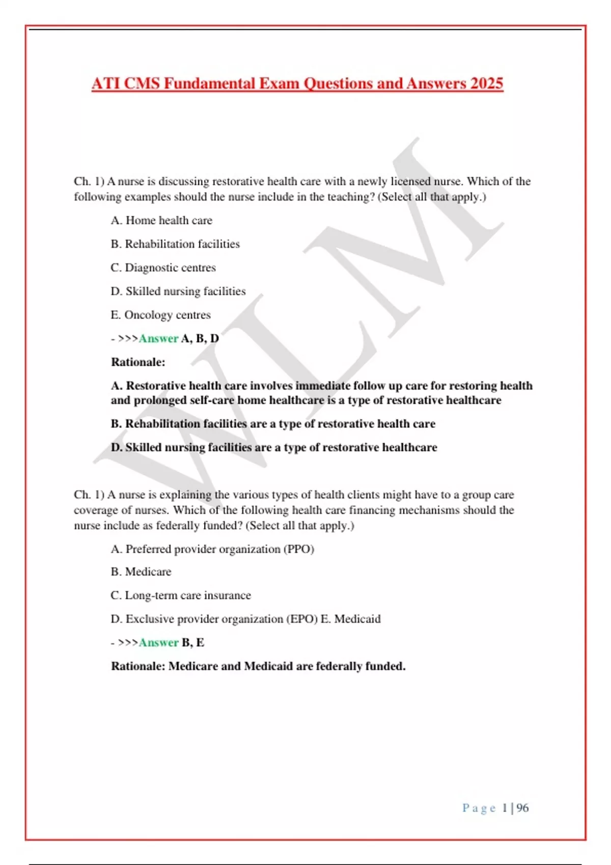 ATI CMS Fundamental Exam Questions and Answers 2025 - ATI CMS ...