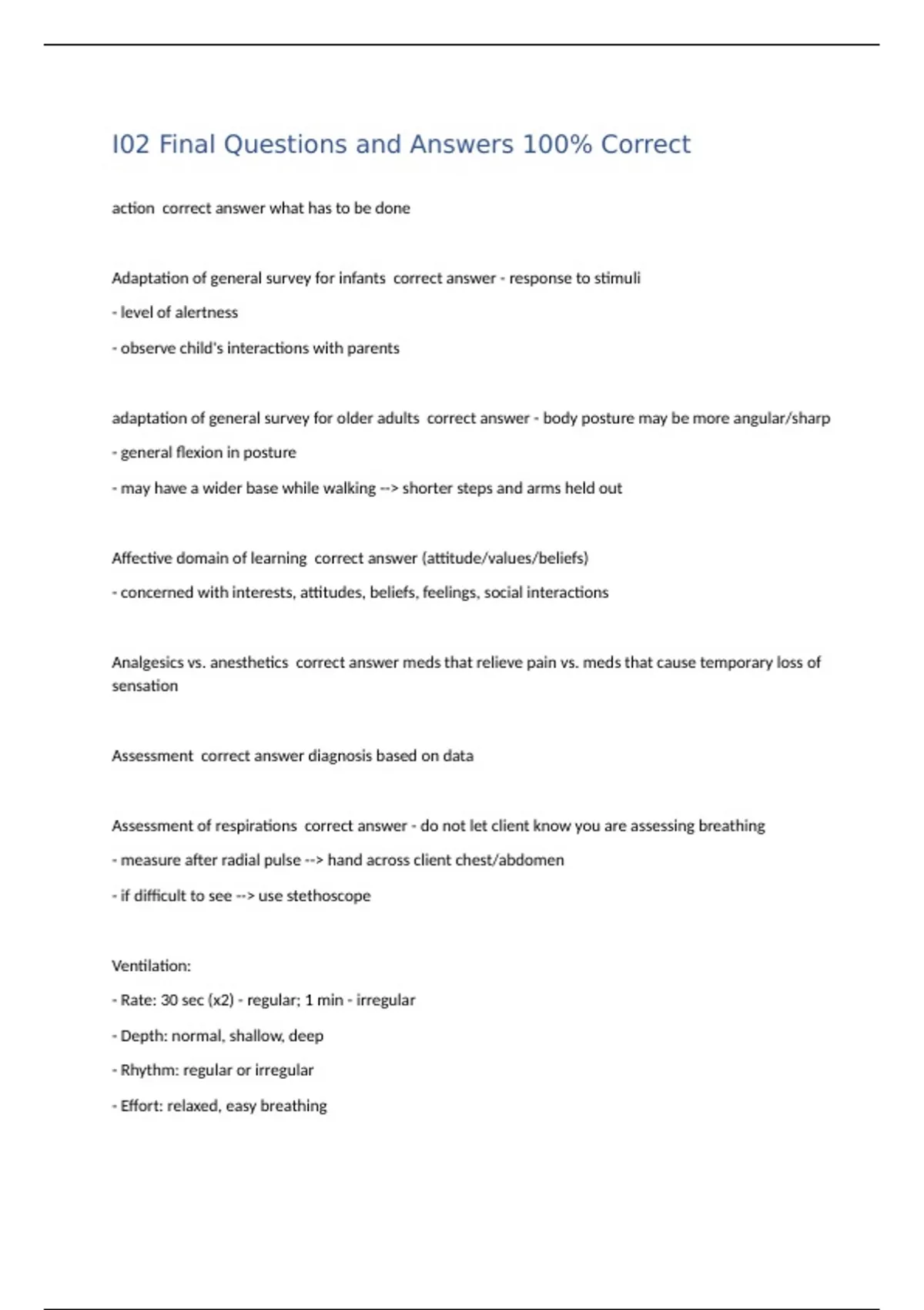 I02 Final Questions and Answers 100% Correct - I02 - Stuvia US