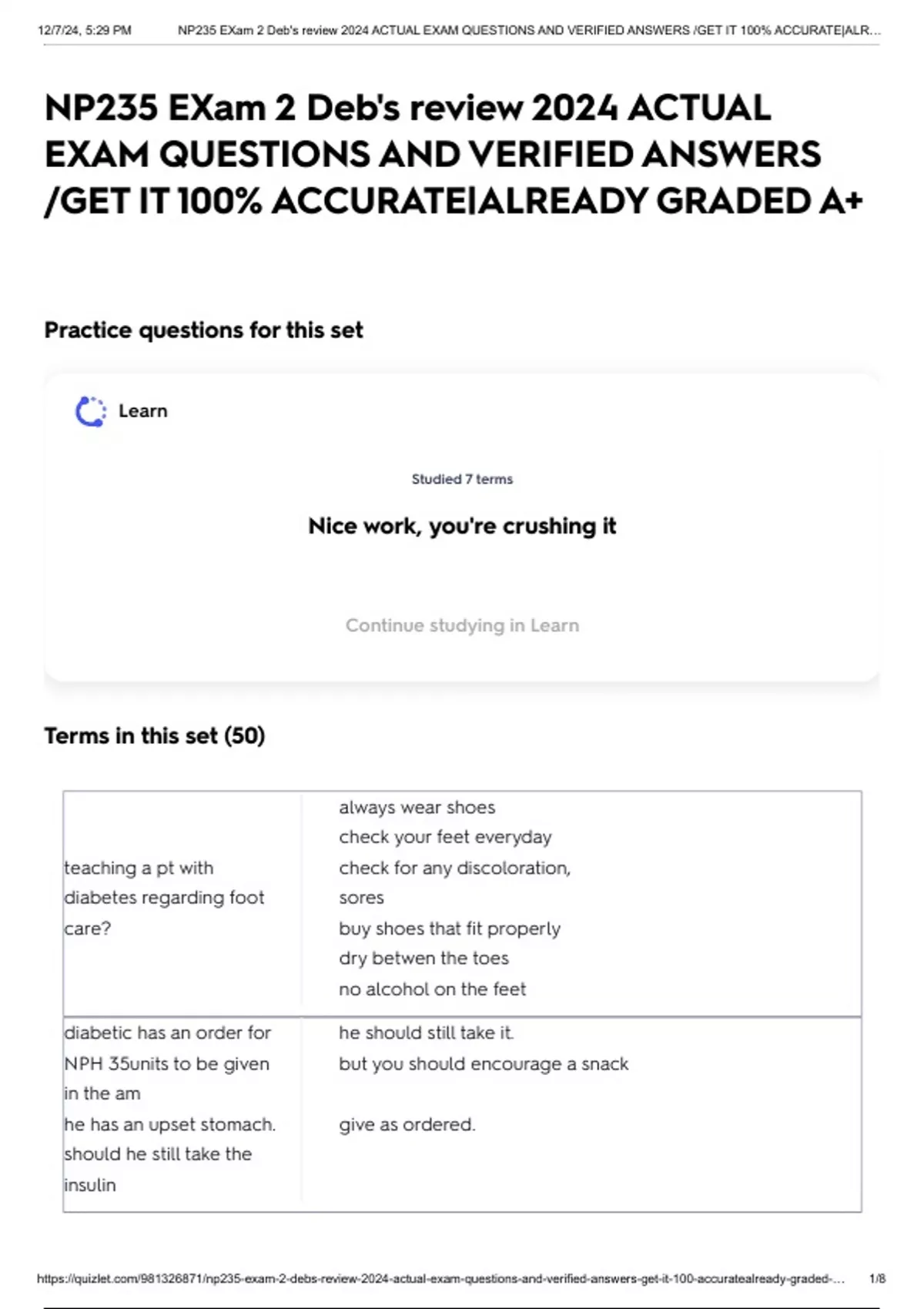 NP235 EXam 2 Deb's review 2024 ACTUAL EXAM QUESTIONS AND VERIFIED ...