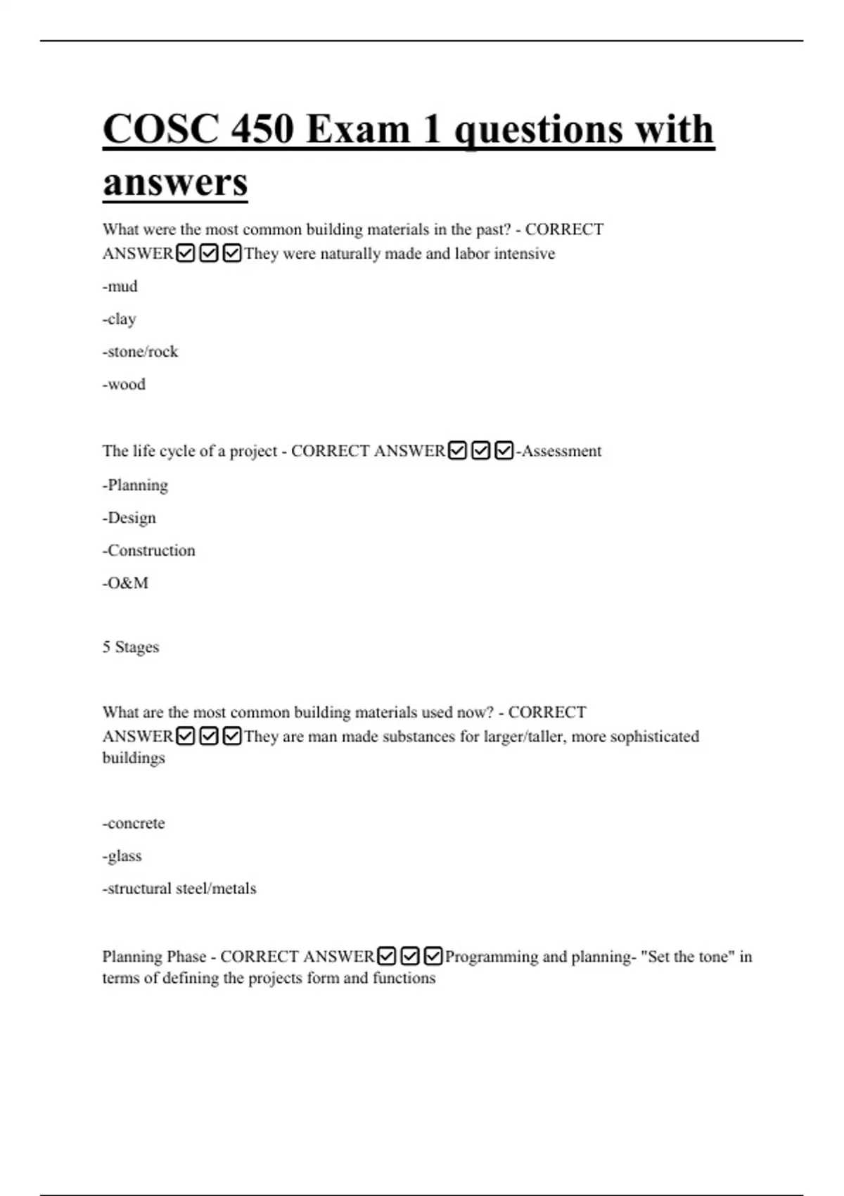 COSC 450 Exam 1 questions with answers - COSC 450 - Stuvia US