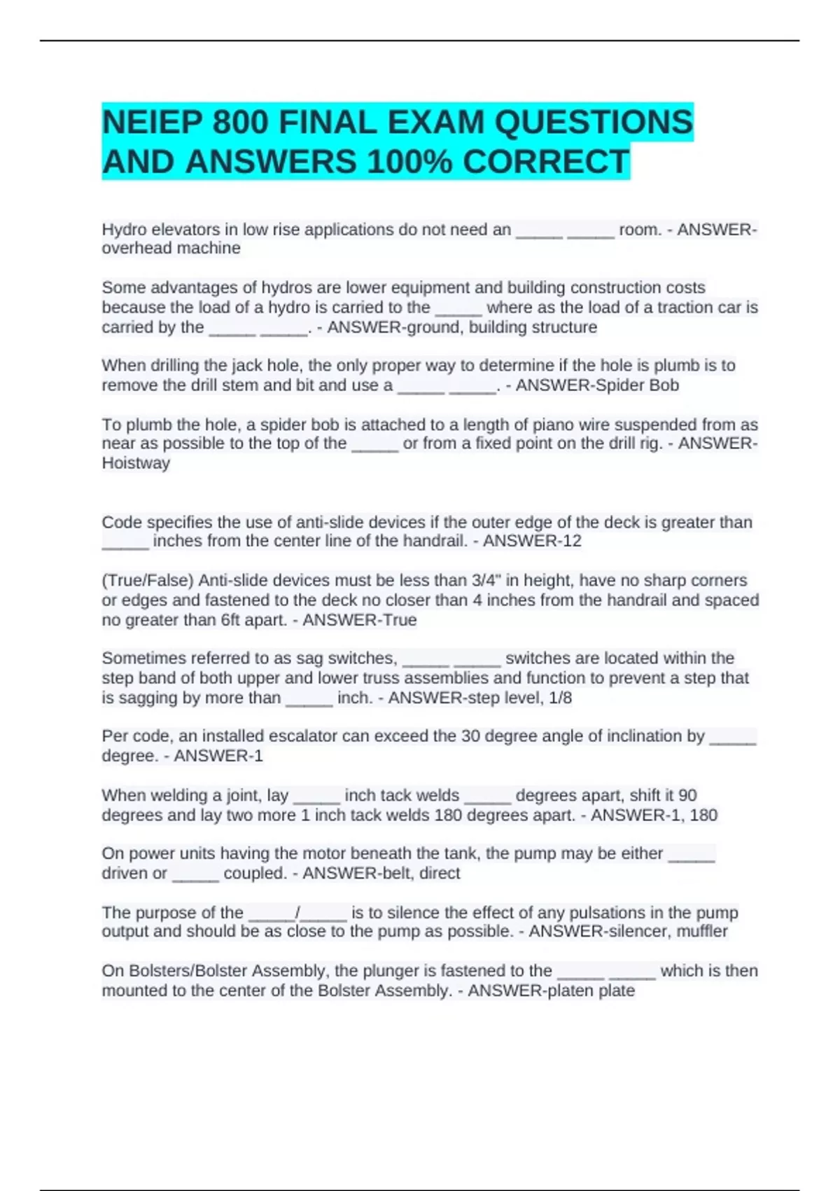 NEIEP 800 FINAL EXAM QUESTIONS AND ANSWERS 100% CORRECT - NEIEP 800 ...