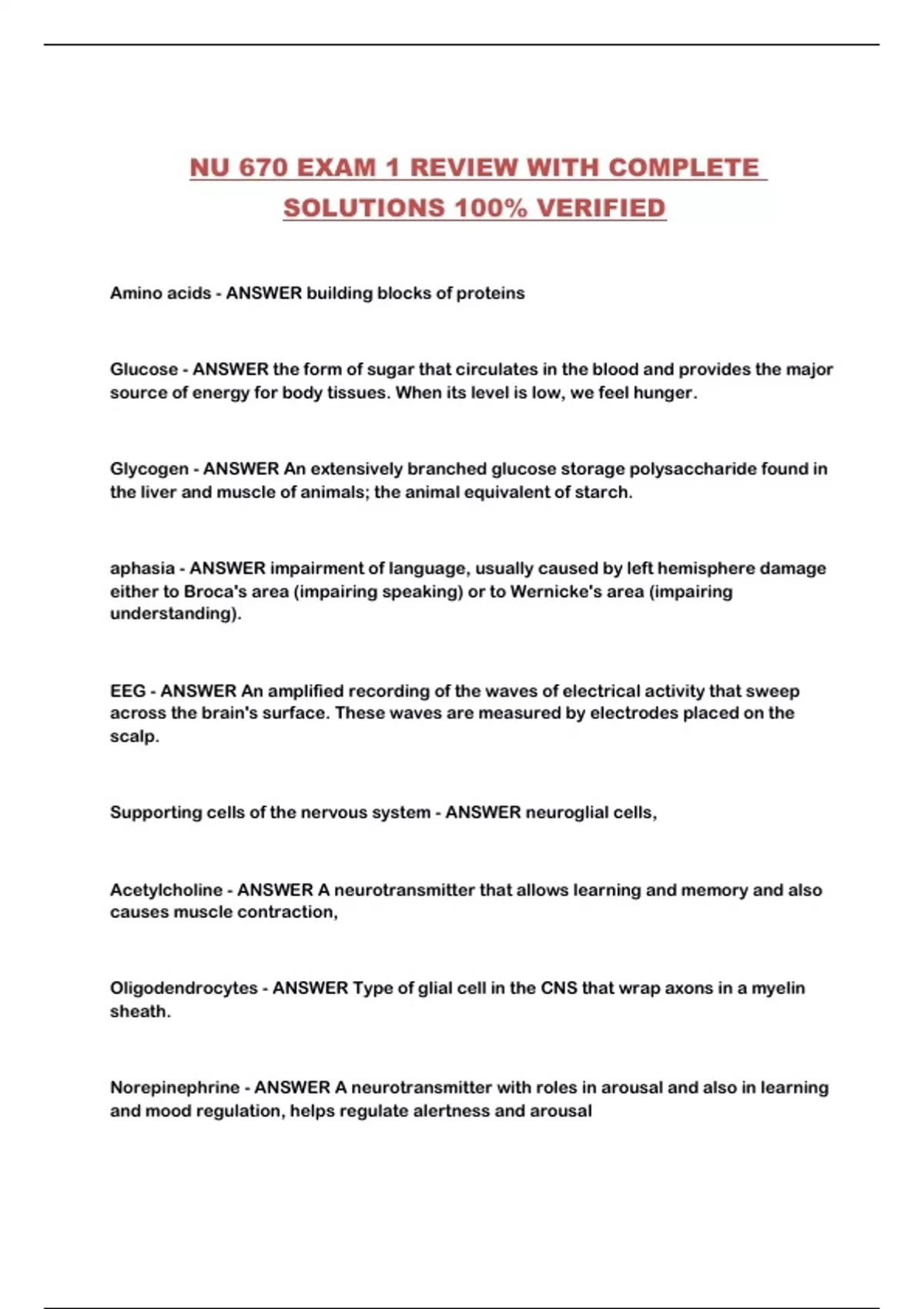 NU 670 EXAM 1 REVIEW WITH COMPLETE SOLUTIONS 100% VERIFIED - NU 670 ...