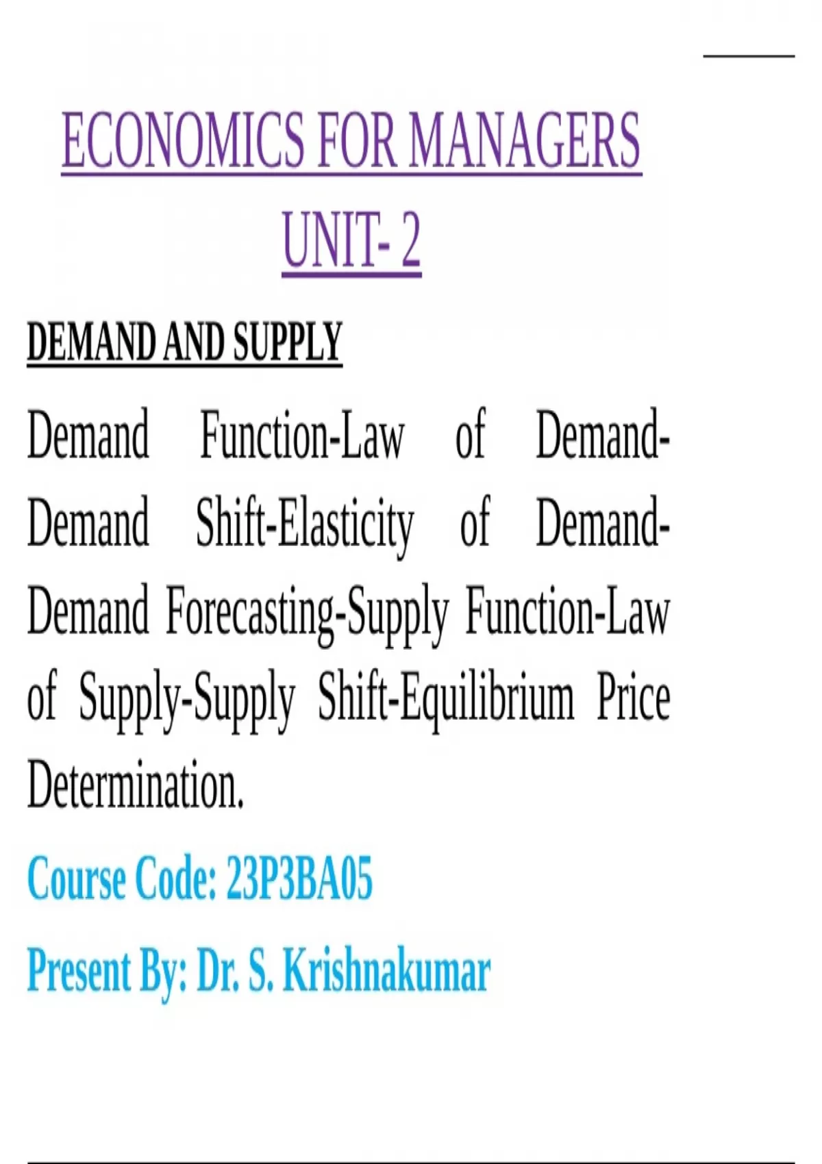 Summary Demand and supply - 23p3BA05 - Stuvia US
