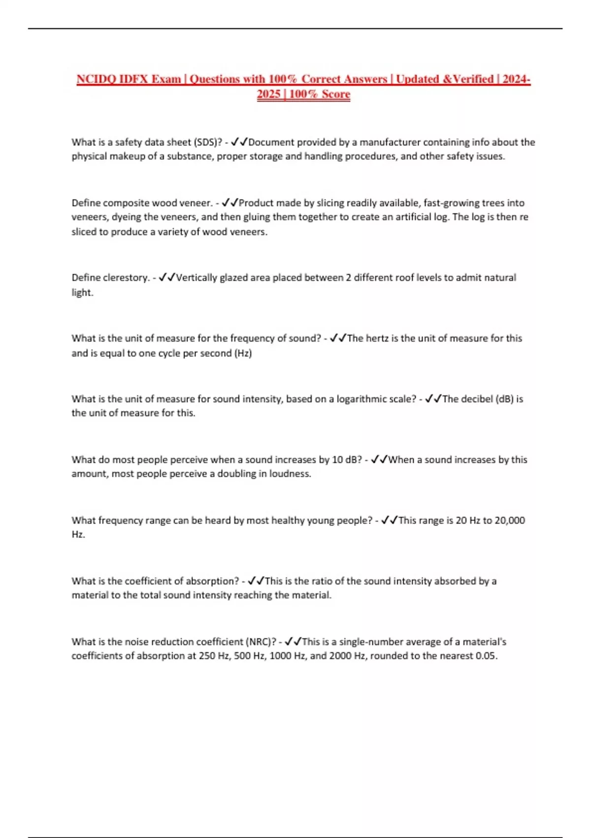 NCIDQ IDFX Exam | Questions with 100% Correct Answers | Updated ...