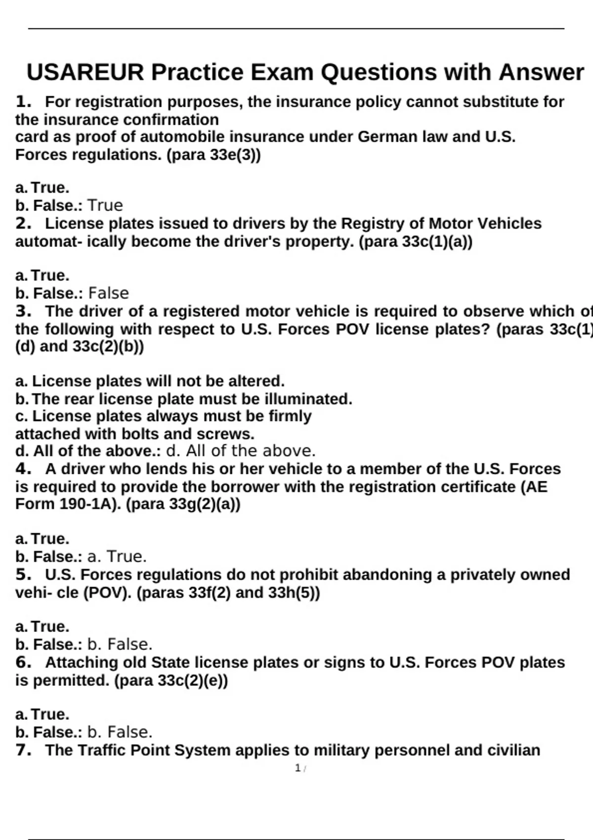 USAREUR Practice Exam Questions with Answer - USAREwer - Stuvia US