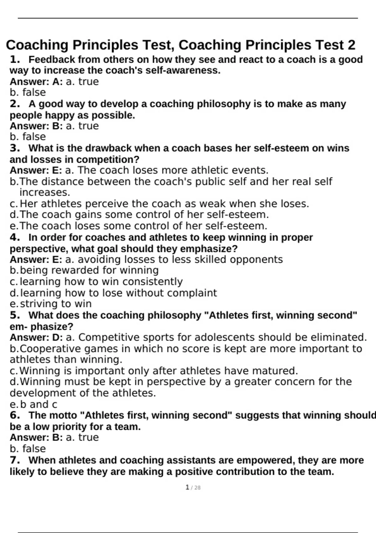 Coaching Principles Test, Coaching Principles Test 2 - Coachs Tst ...