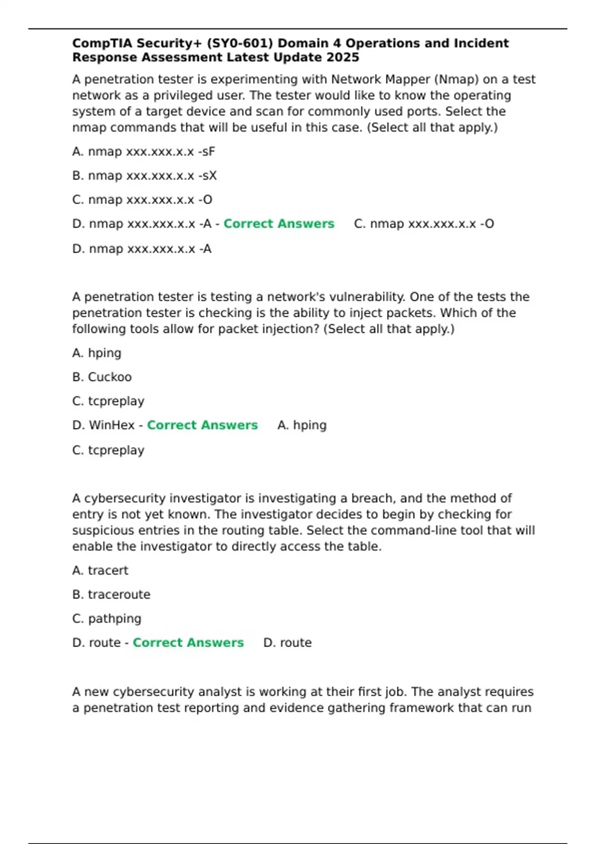 CompTIA Security+ (SY0-601) Domain 4 Operations and Incident Response ...