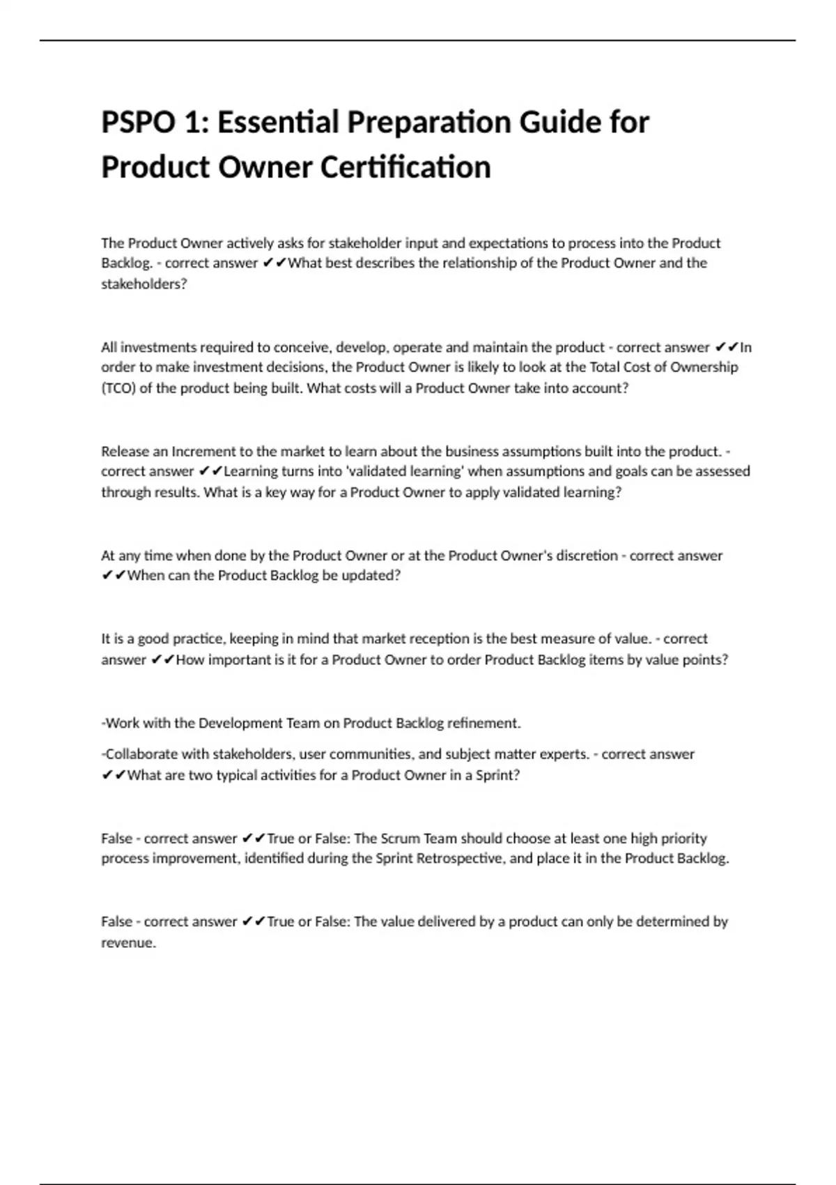 PSPO 1: Essential Preparation Guide for Product Owner Certification ...