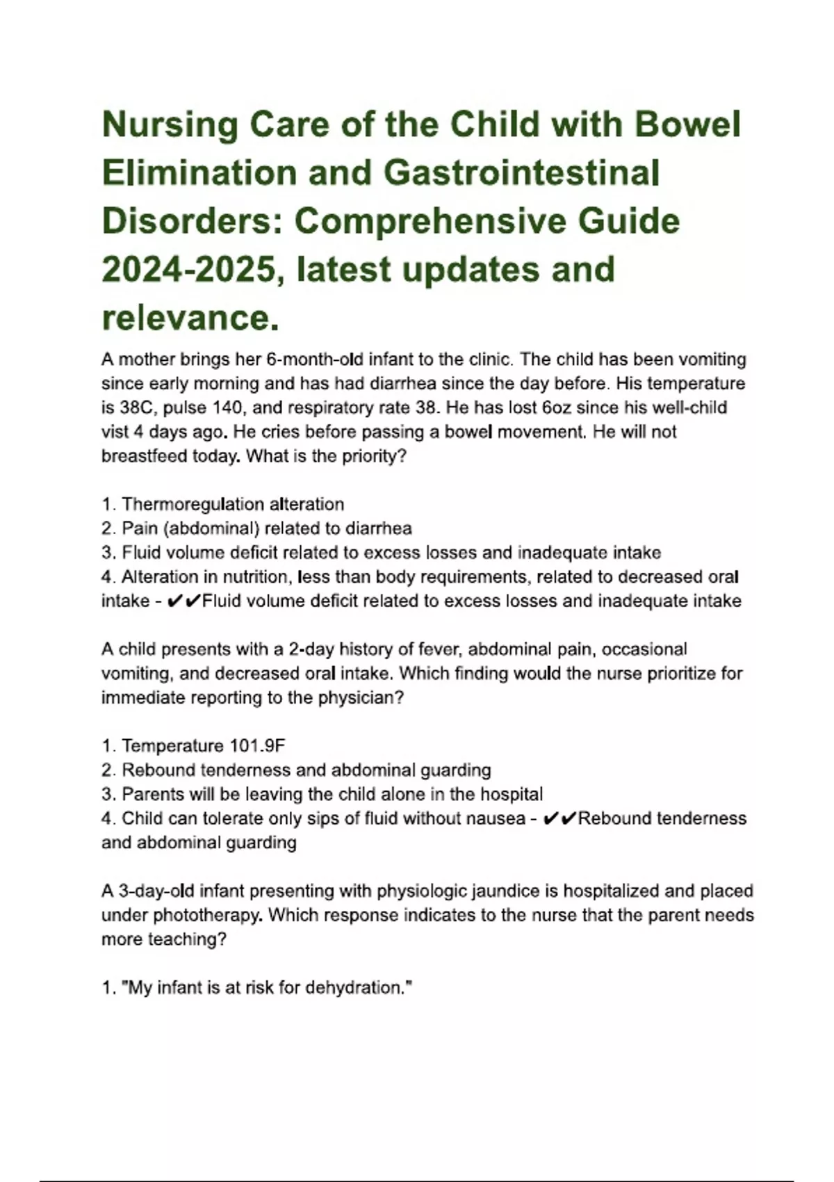 Nursing Care of the Child with Bowel Elimination and Gastrointestinal ...