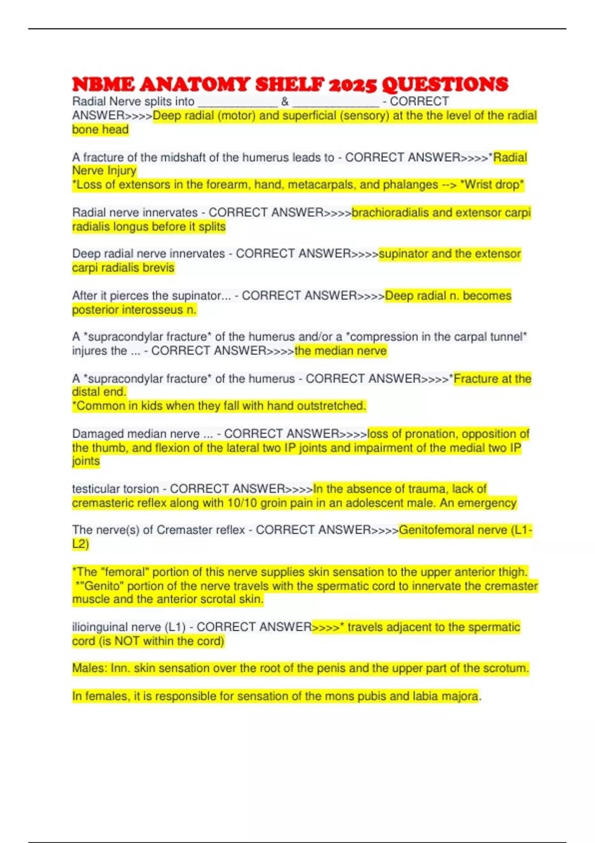 NBME ANATOMY SHELF 2025 QUESTIONS - NBME ANATOMY SHELF 2025 - Stuvia US