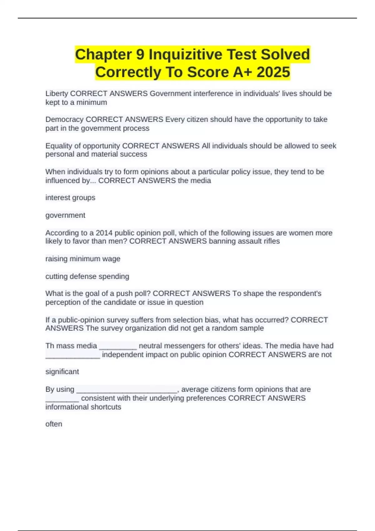 Chapter 9 Inquizitive Test Solved Correctly To Score A+ 2025 ...