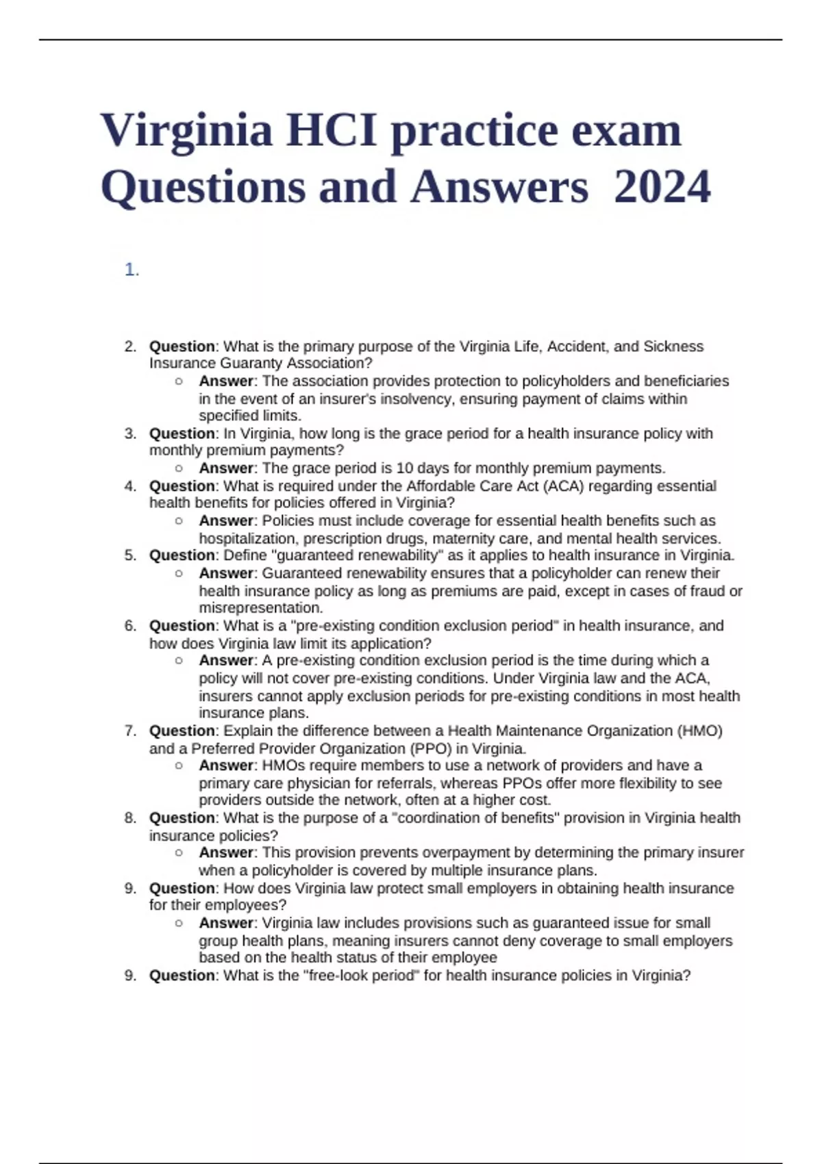 Virginia HCI practice exam Questions and Answers 2024 - Virginia HCI - Stuvia US