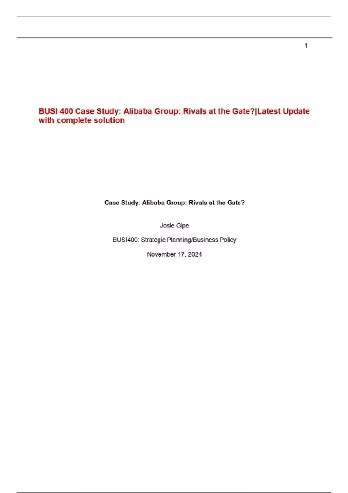 BUSI 400 Case Study: Alibaba Group: Rivals at the Gate?|Latest Update ...