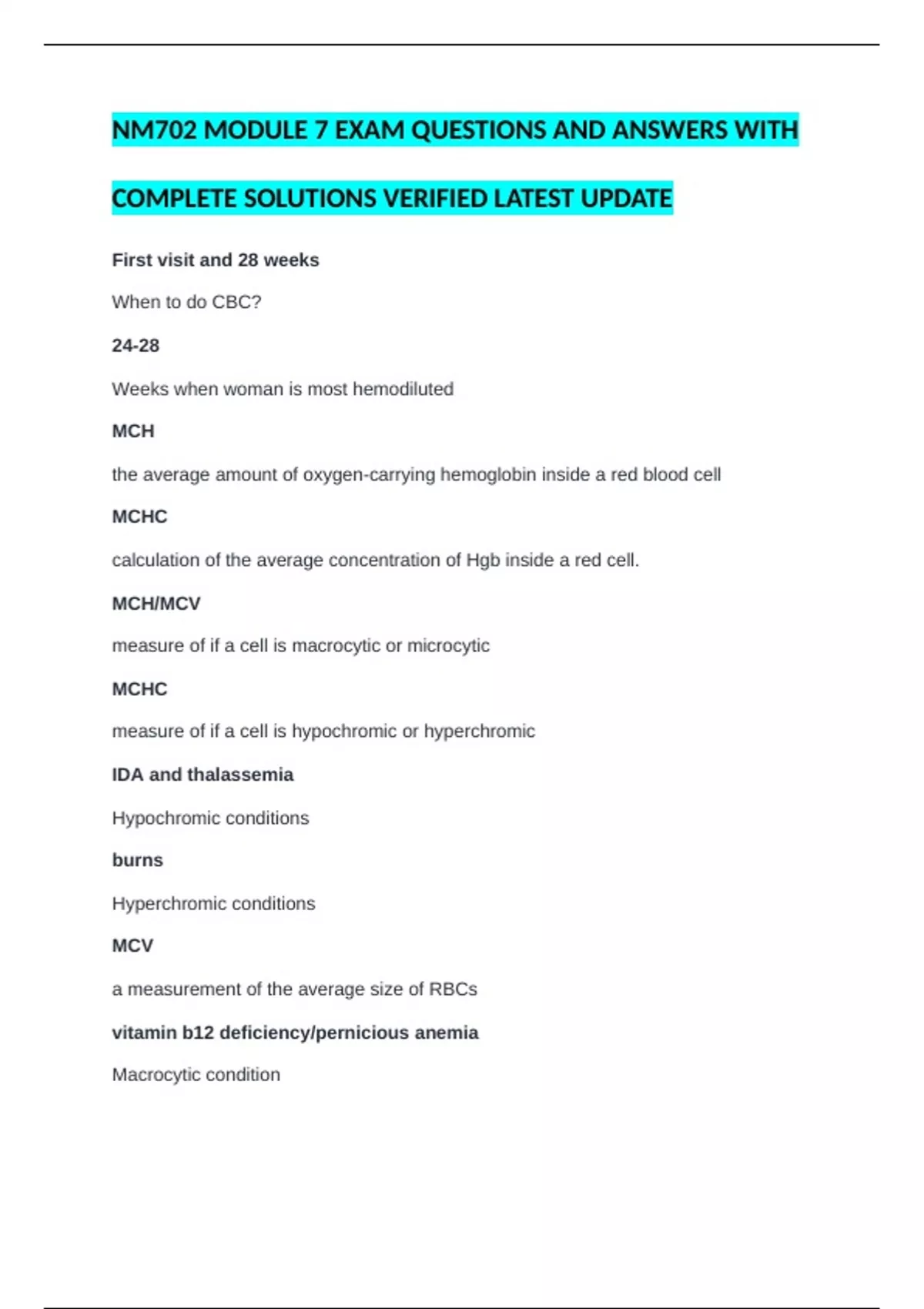 NM702 MODULE 7 EXAM QUESTIONS AND ANSWERS WITH COMPLETE SOLUTIONS ...