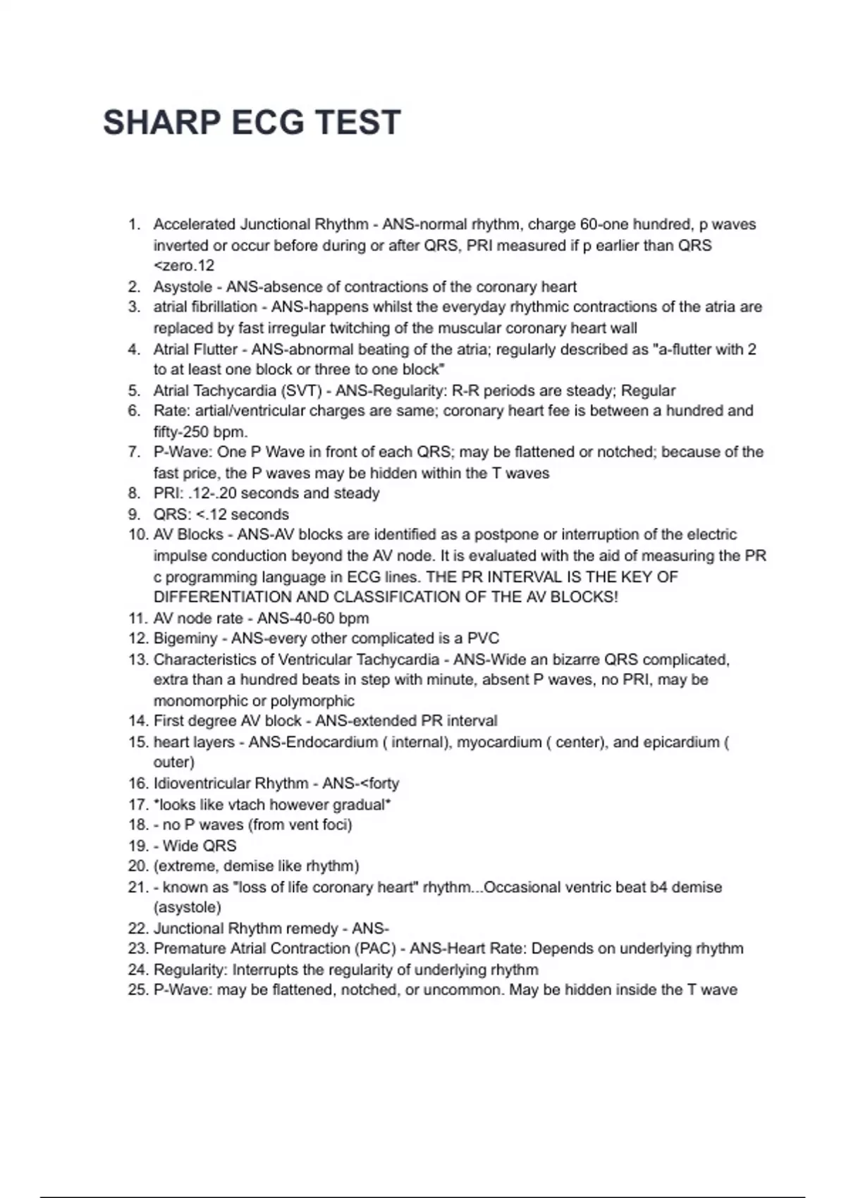 SHARP ECG TEST QUESTIONS AND CORRECT DETAILED ANSWERS WITH RATIONALES ...