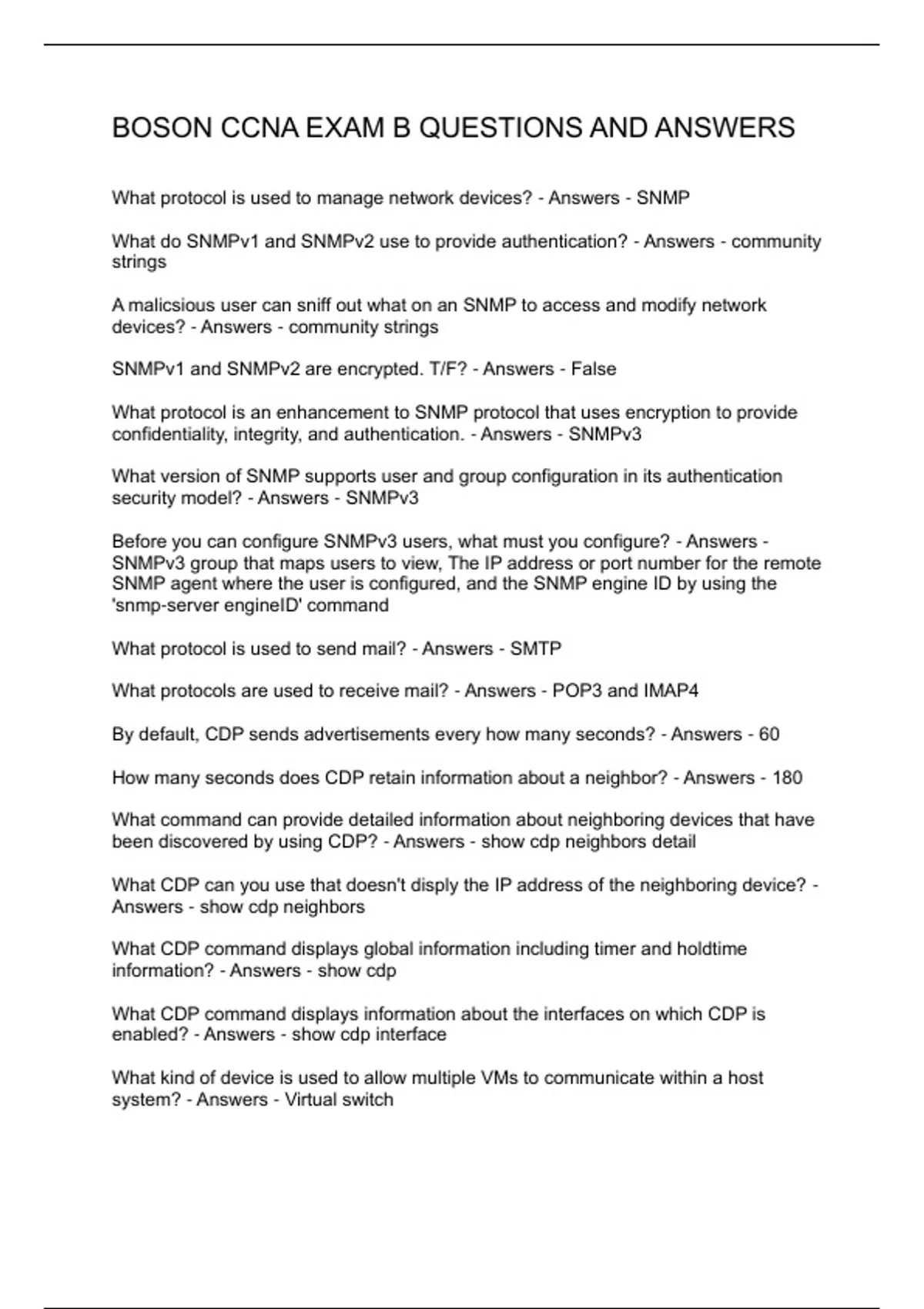 BOSON CCNA EXAM B QUESTIONS AND ANSWERS - BOSON CCNA - Stuvia US
