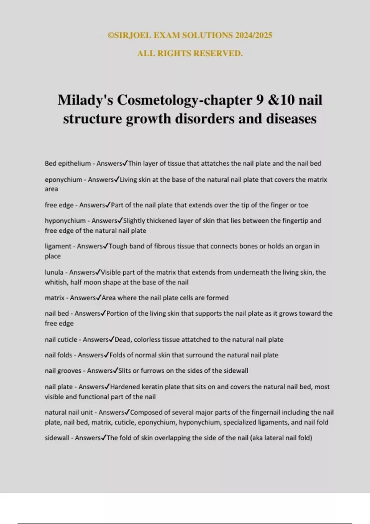 Milady's Cosmetology-chapter 9 &10 nail structure growth disorders and diseases - Milady\\\'s ...
