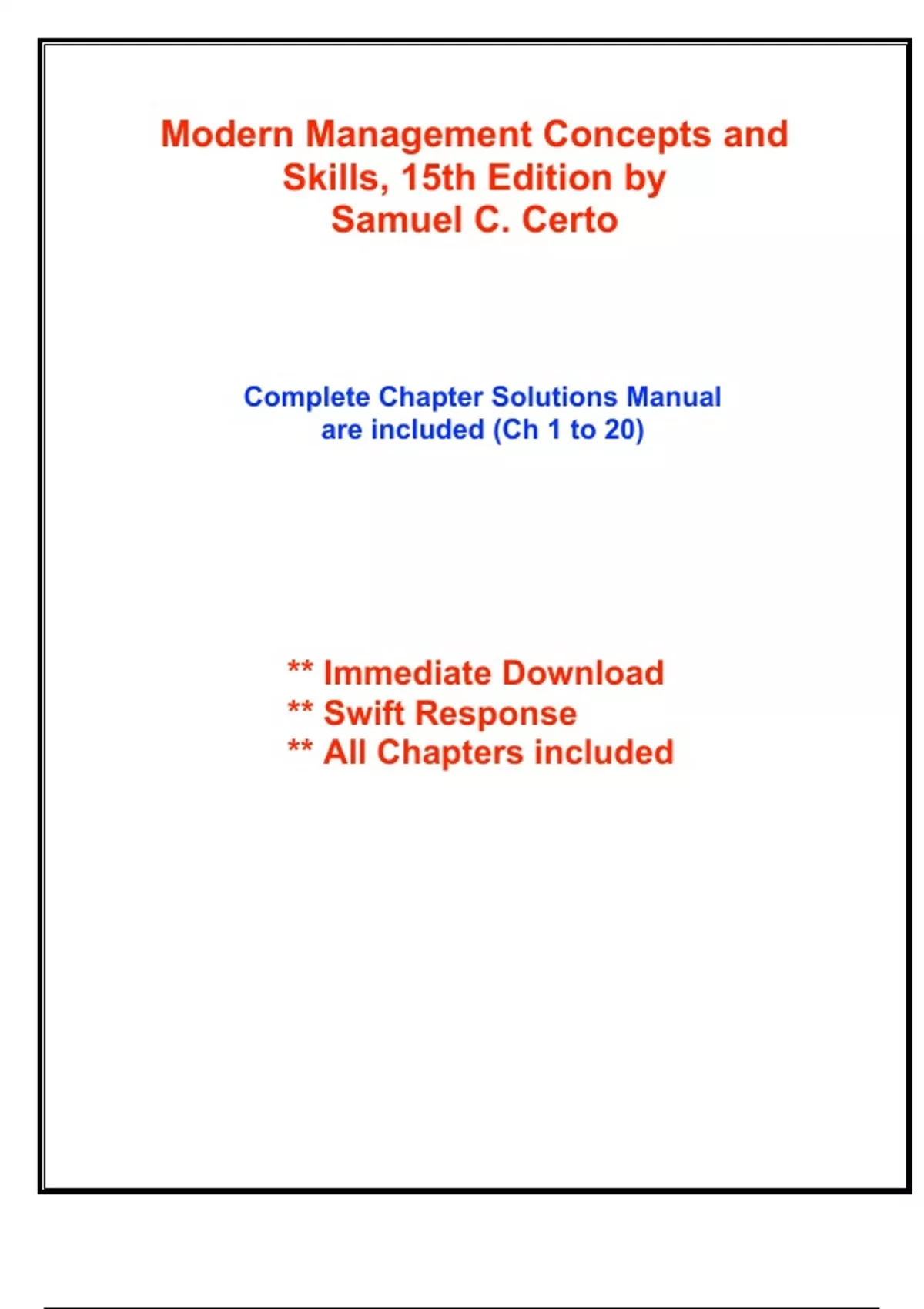 Solutions for Modern Management Concepts and Skills, 15th Edition by ...