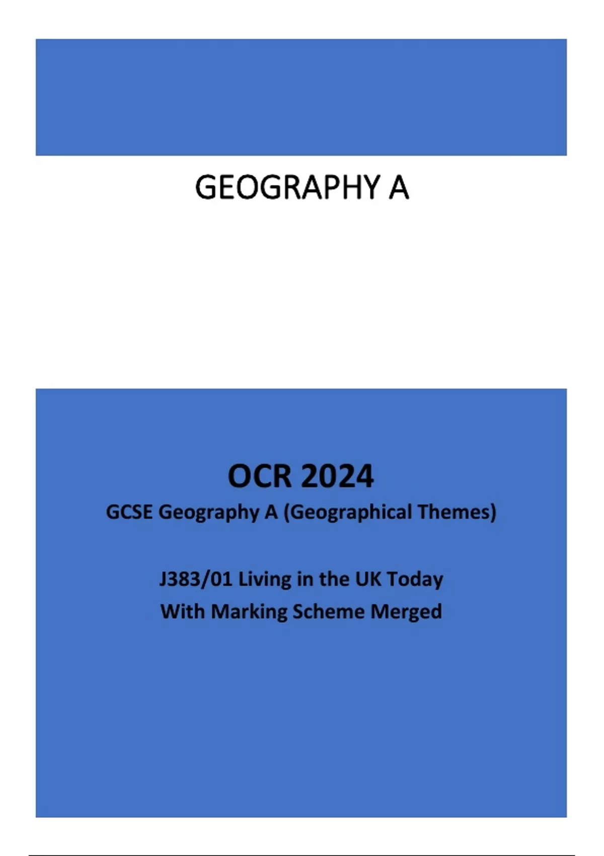 OCR 2024 GCSE Geography A (Geographical Themes) J383/01 Living in the ...