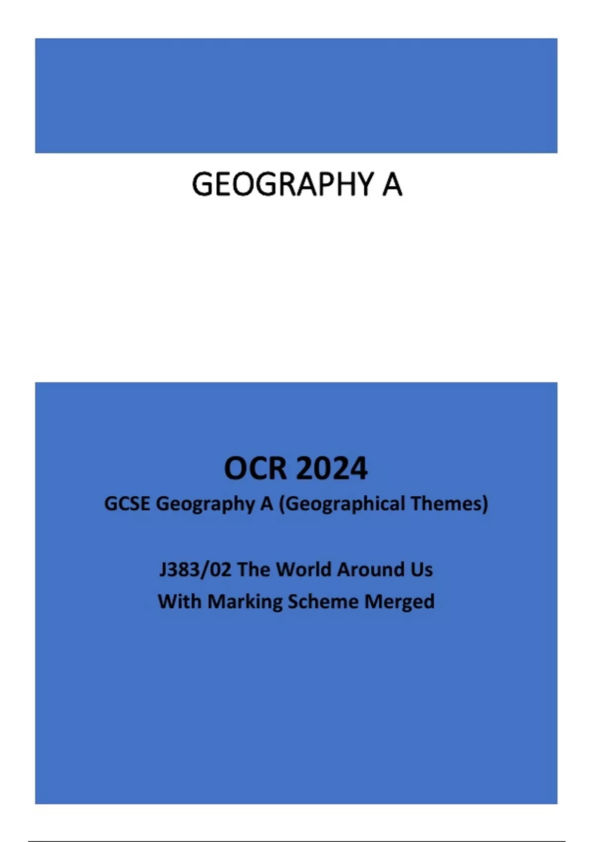 OCR 2024 GCSE Geography A (Geographical Themes) J383/02 The World ...