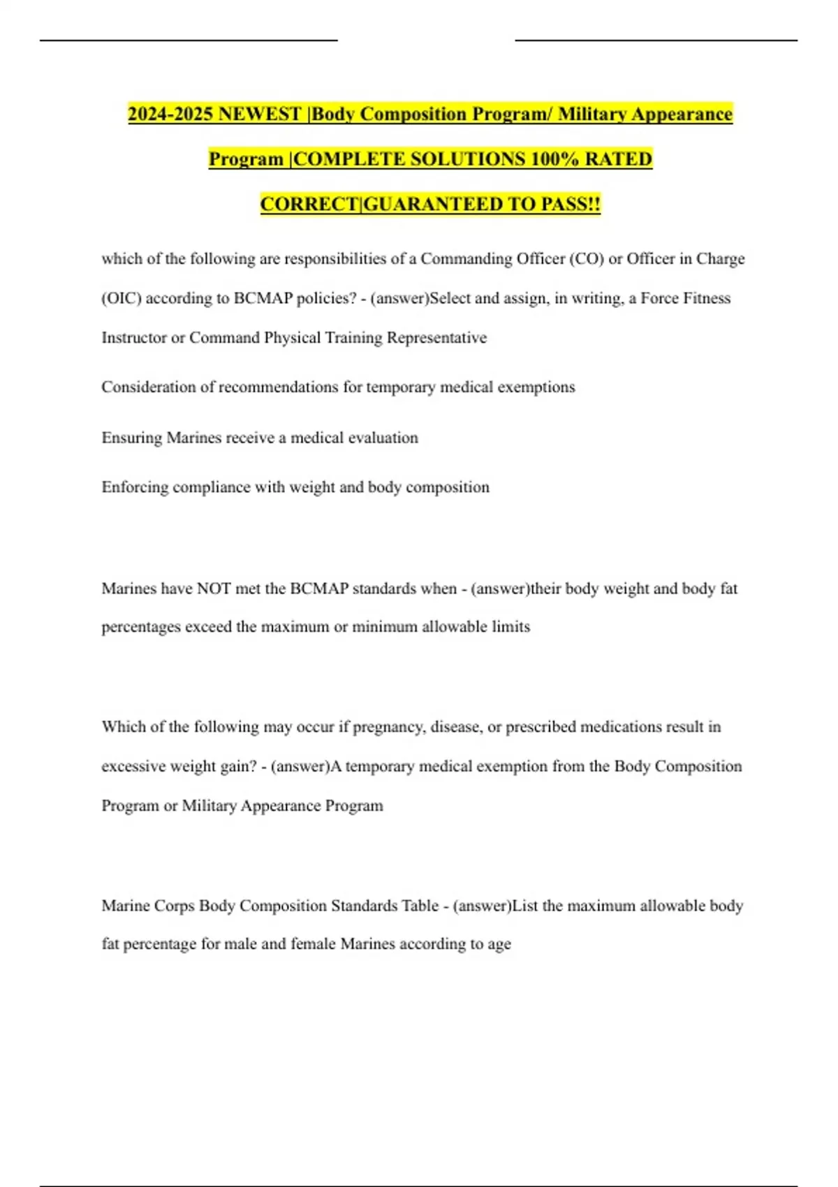 NEWEST |Body Composition Program/ Military Appearance Program |COMPLETE ...