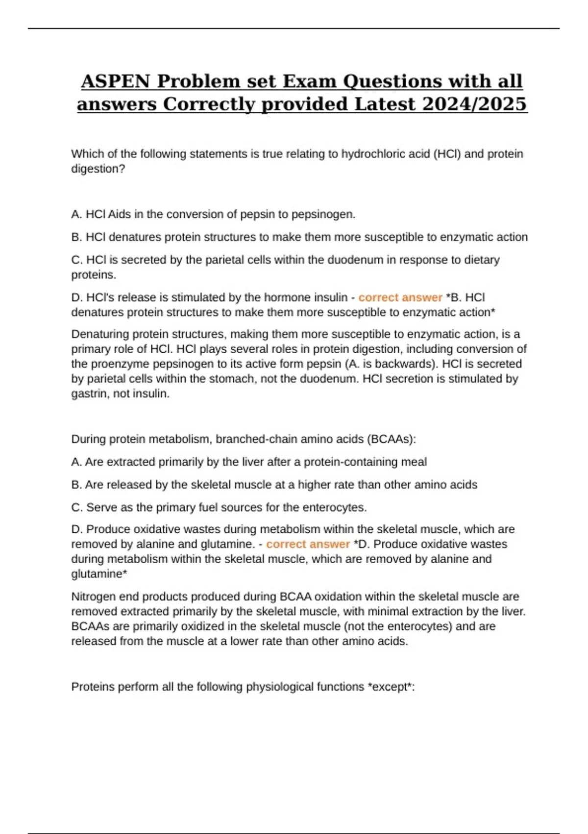 ASPEN Problem set Exam Questions with all answers Correctly provided ...