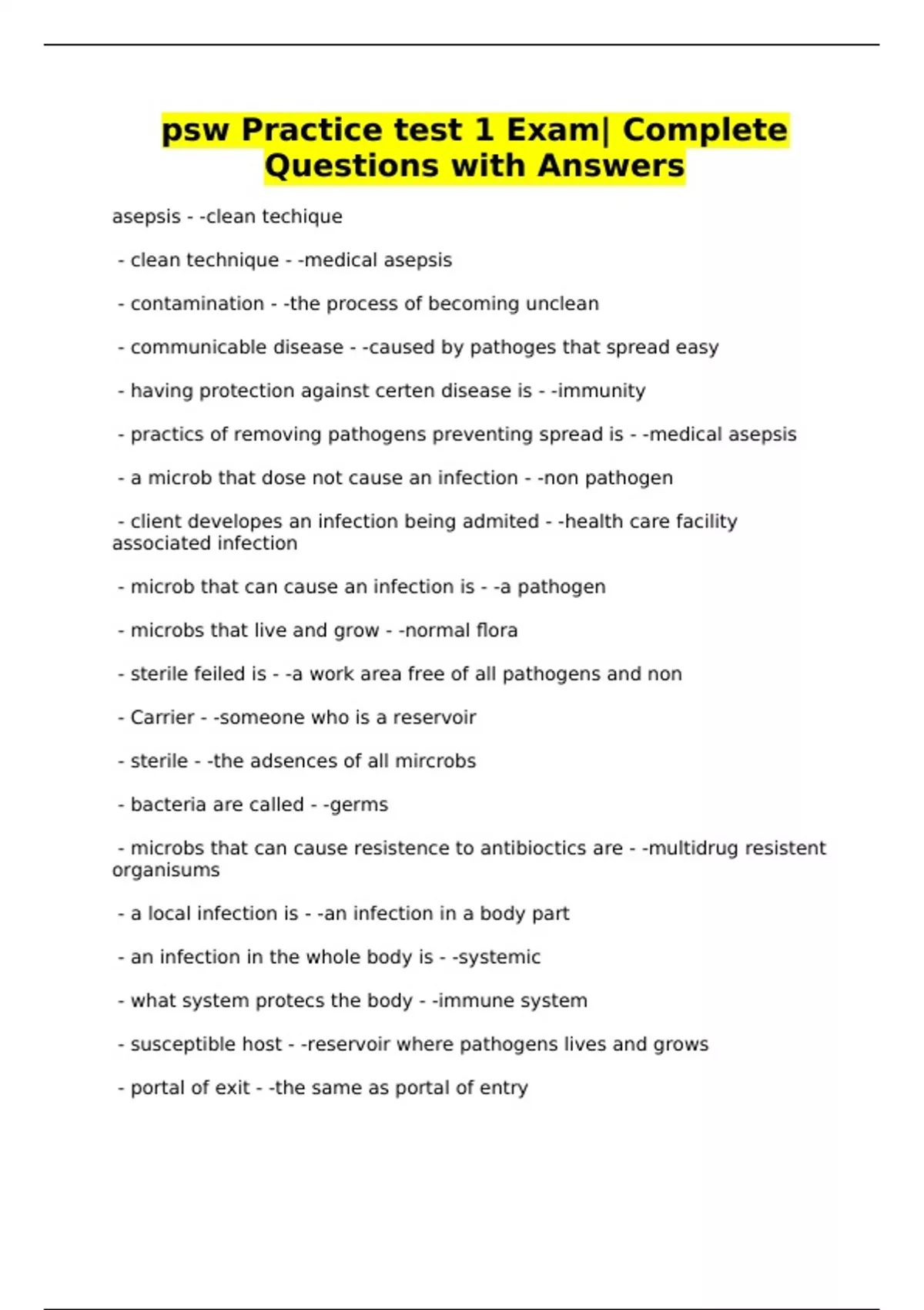 psw Practice test 1 Exam| Complete Questions with Answers - Psw ...