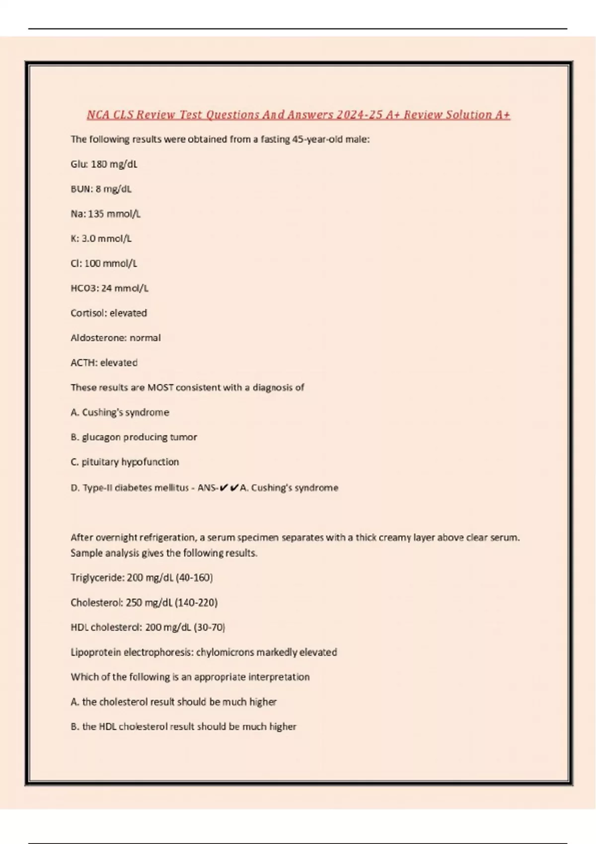 NCA CLS Review Test Questions And Answers 2024-25 A+ Review Solution A+ ...