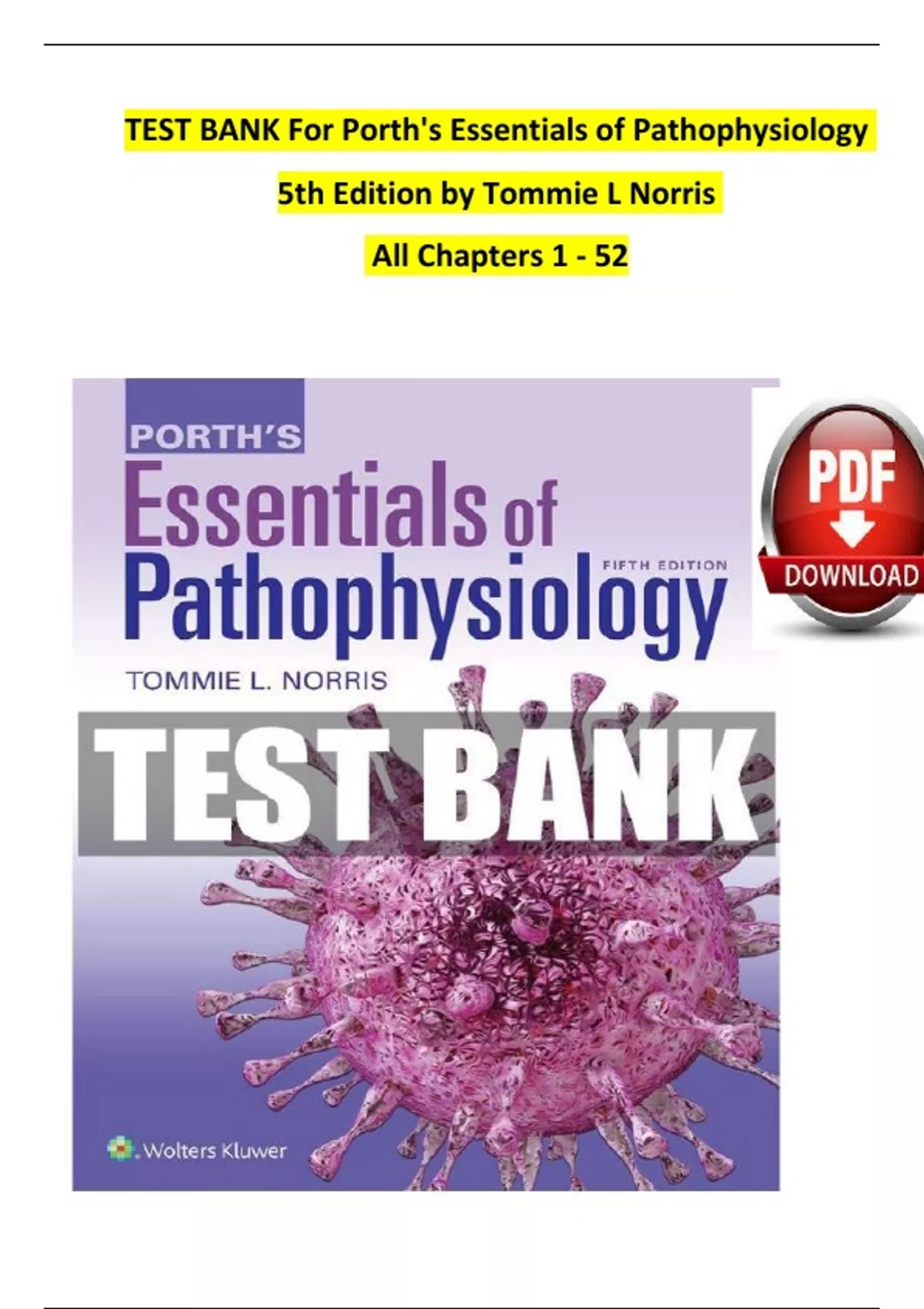 TEST BANK For Porth's Essentials of Pathophysiology 5th Edition by ...