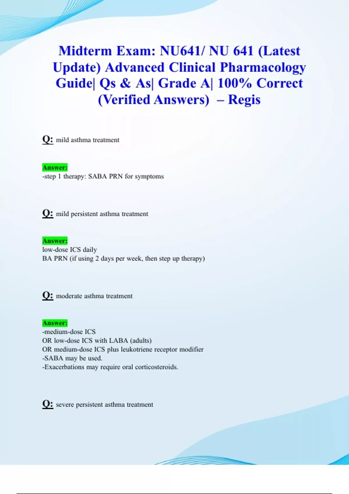 Midterm Exams: NU641/ NU 641 (Latest 2024/ 2025 Updates STUDY BUNDLE ...