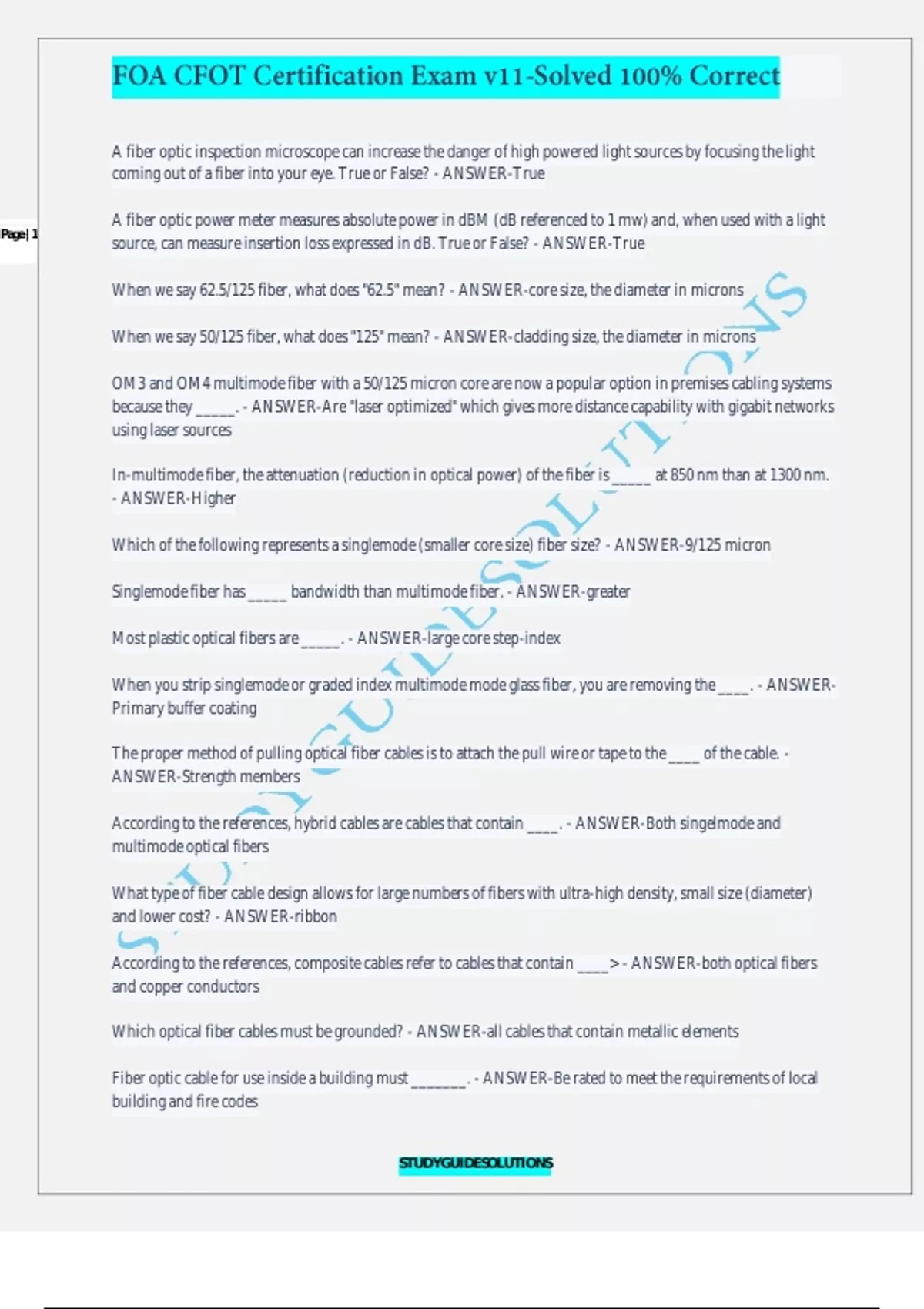 FOA CFOT Certification Exam v11-Solved 100% Correct (NEWEST 2024/2025 ...