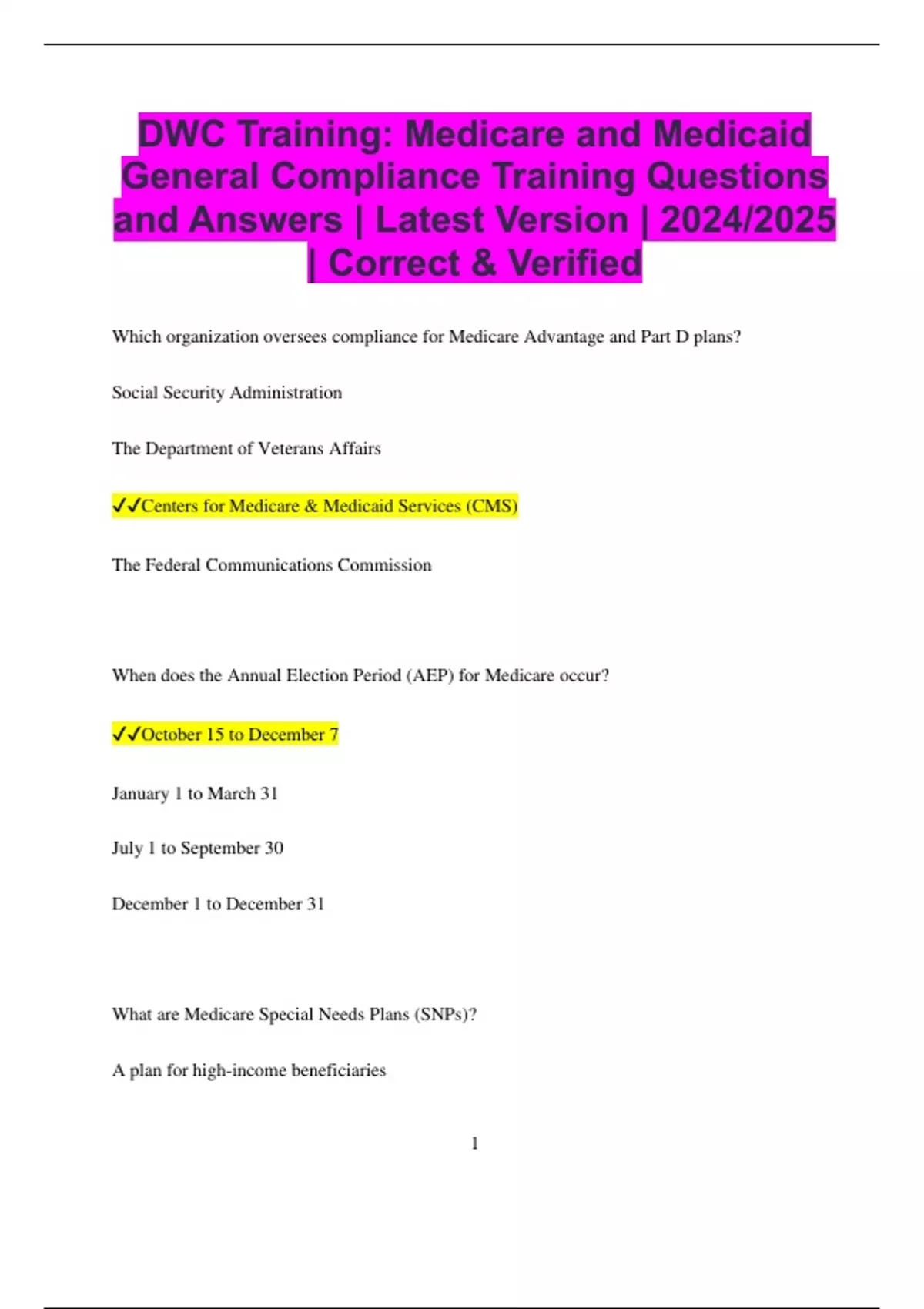 DWC Training: Medicare and Medicaid General Compliance Training ...