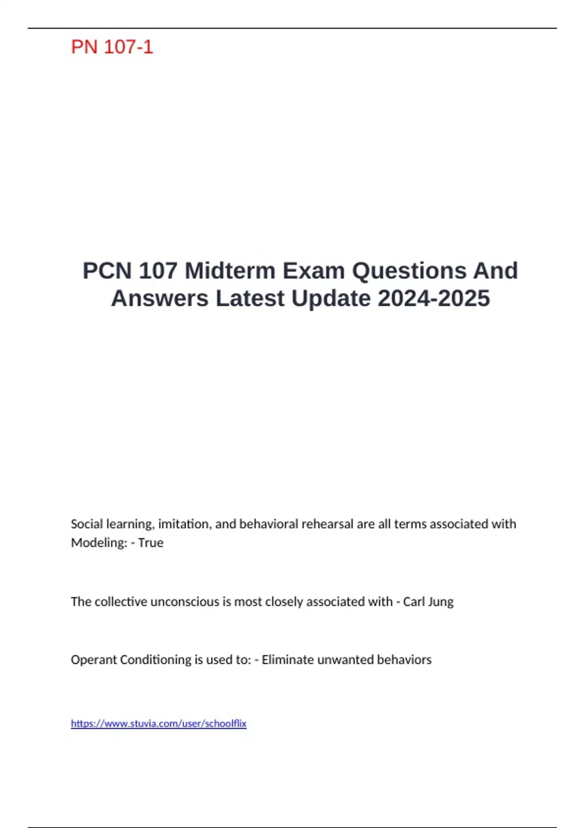 PCN 107 Midterm Exam Questions And Answers Latest Update - PN 107-1 ...