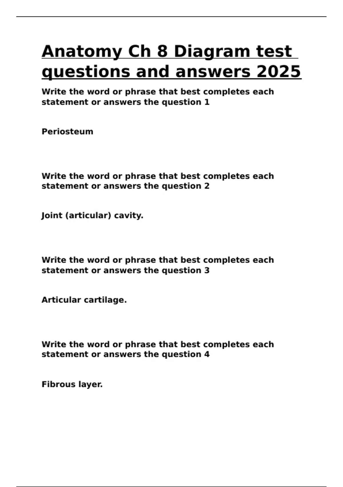 Anatomy Ch 8 Diagram test questions and answers 2025 - Anatomy Journal ...