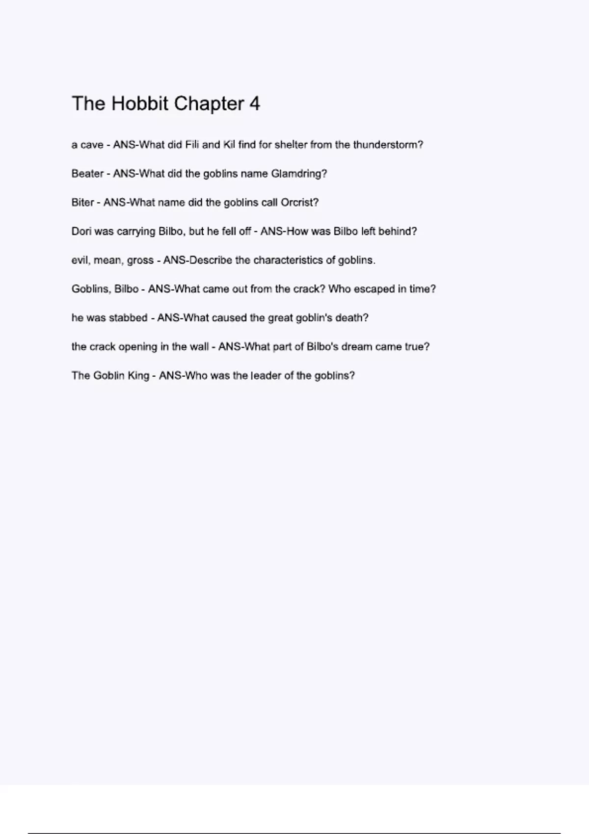The Hobbit Chapter 4 Exam (Latest Update 2024 / 2025) Questions and ...