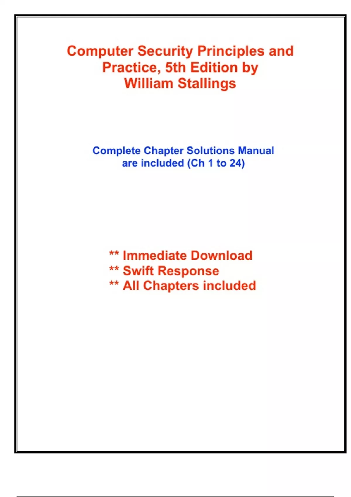 Solutions for Computer Security Principles and Practice, 5th Edition by Stallings - 2025 ...