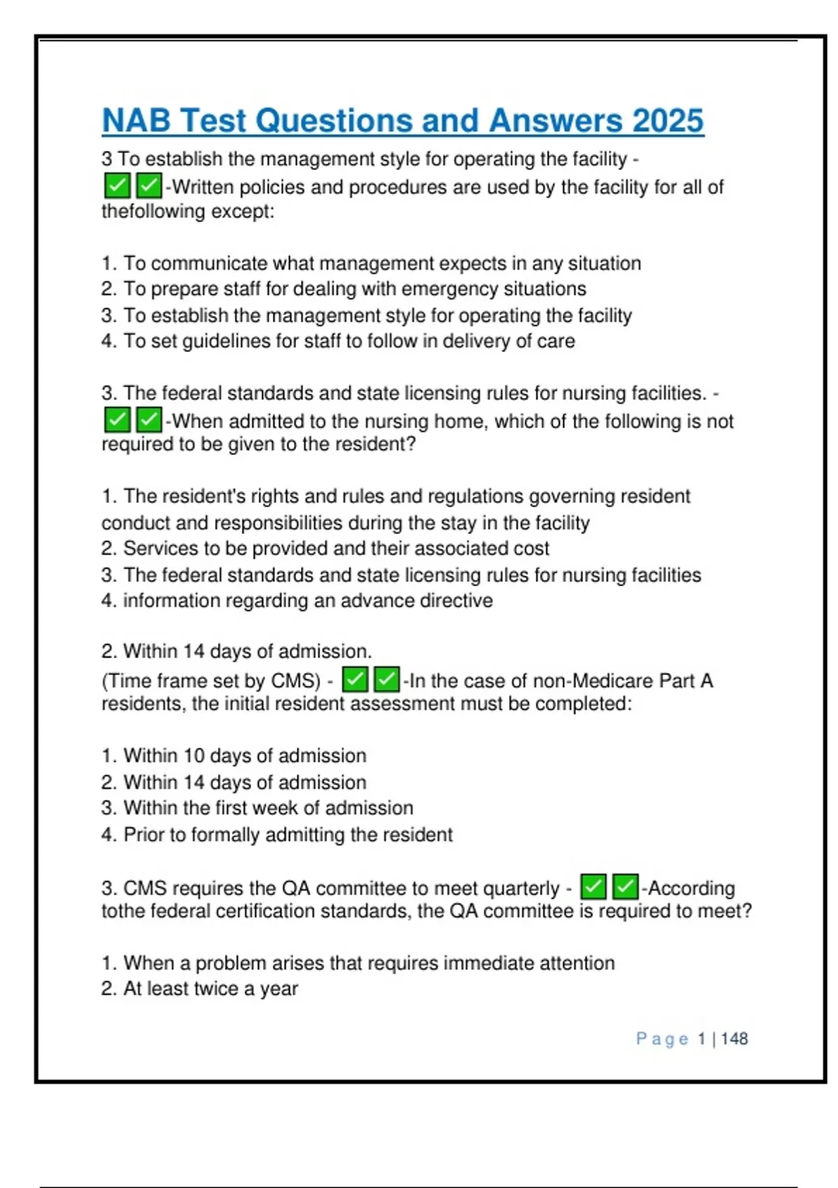 NAB Test Questions and Answers 2025. - NAB - Stuvia US