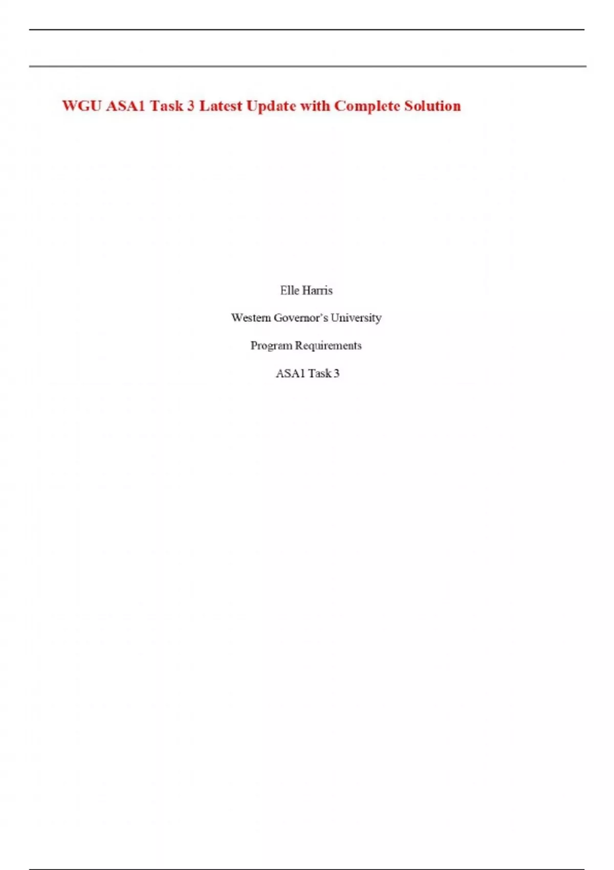 WGU ASA1 Task 3 Latest Update with Complete Solution - ASA 1 - Stuvia US