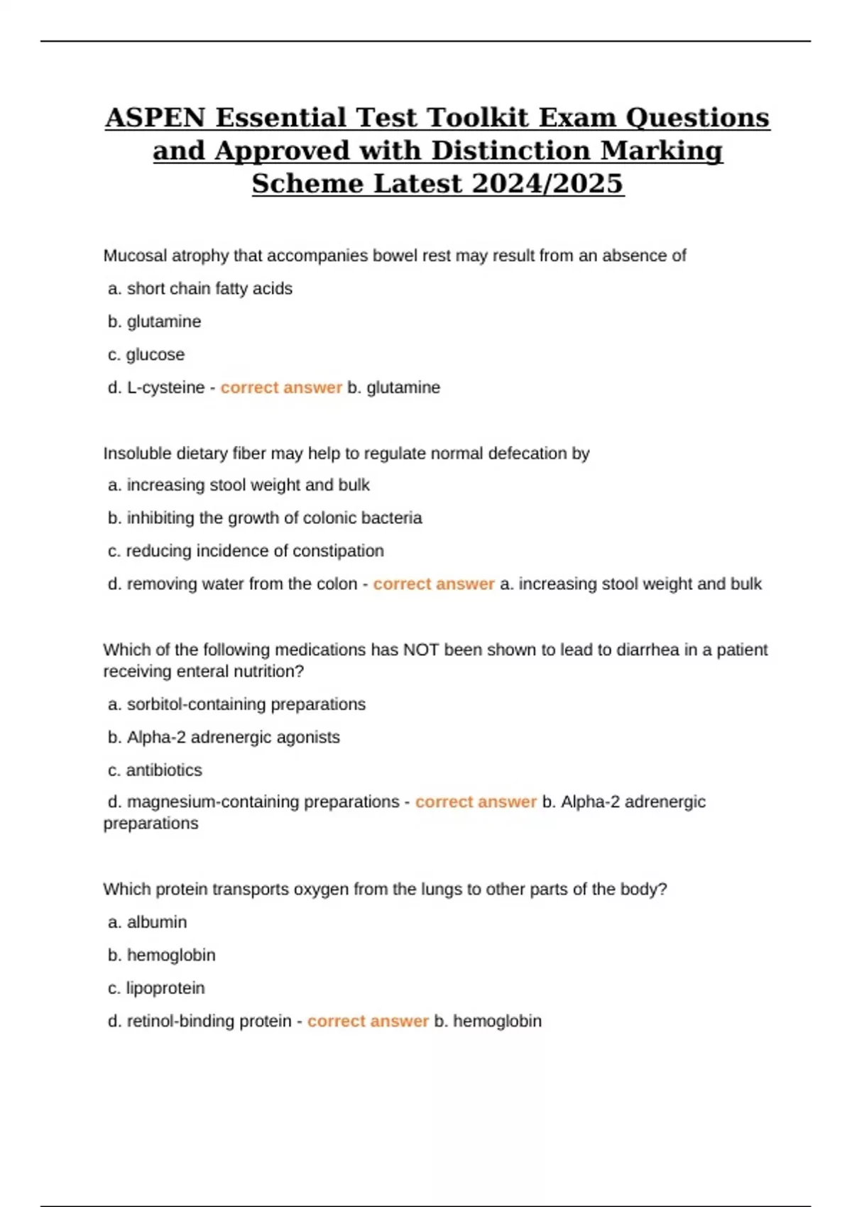 ASPEN Essential Test Toolkit Exam Questions and Approved with ...