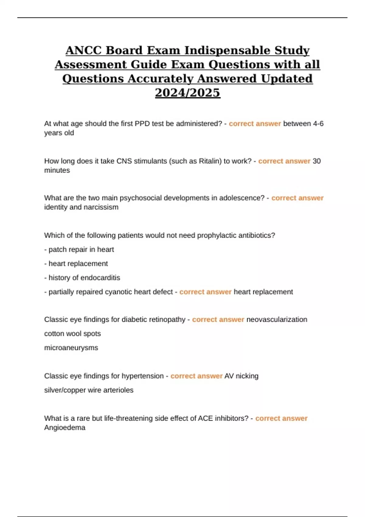 ANCC Board Exam Indispensable Study Assessment Guide Exam Questions ...