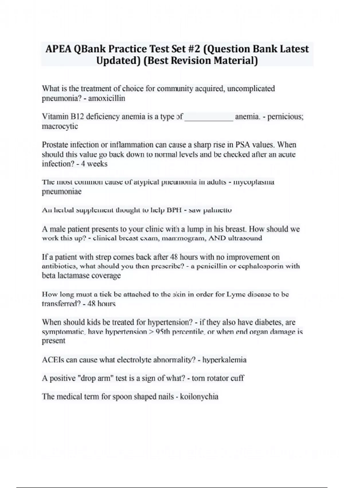 APEA QBank Practice Test Set #2 (Question Bank Latest Updated) (Best ...