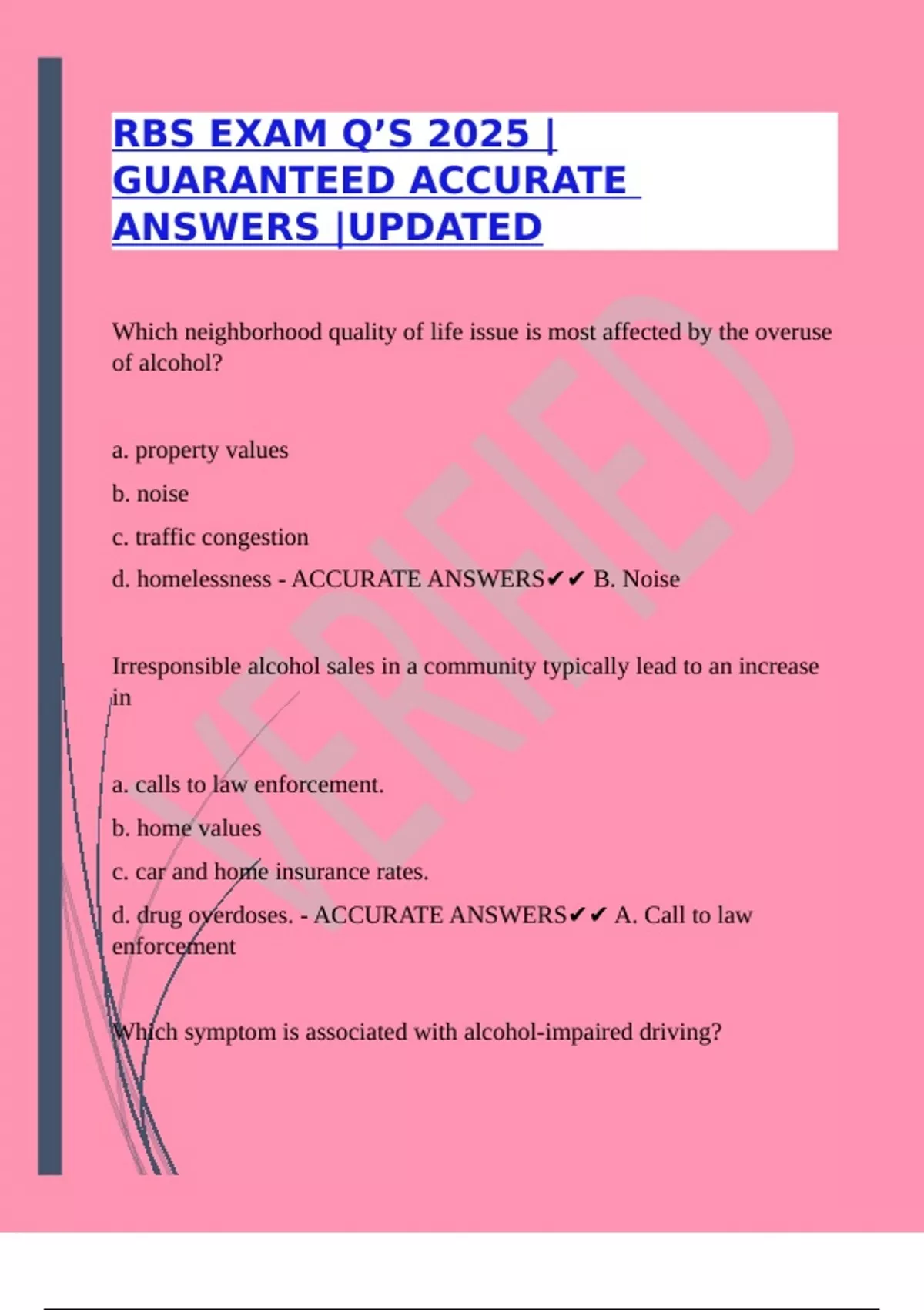 RBS BUNDLED EXAMS 2025 |GUARANTEED ACCURATE ANSWERS |UPDATED - Stuvia US