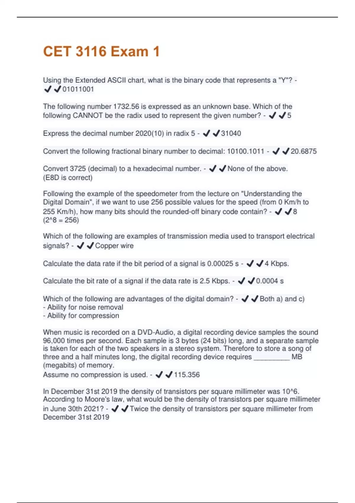 CET 3116 Exam 1 Questions With Complete Solutions!! - CET 3116 - Stuvia US