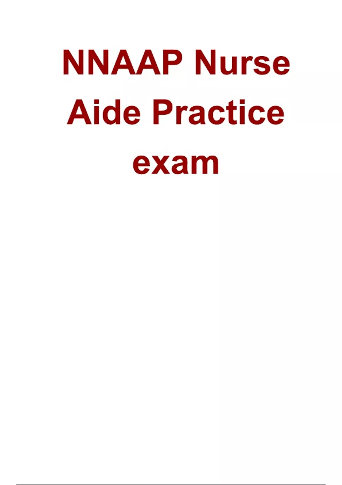 NNAAP Nurse Aide Practice Exam (Latest Update 2024 / 2025) Questions ...