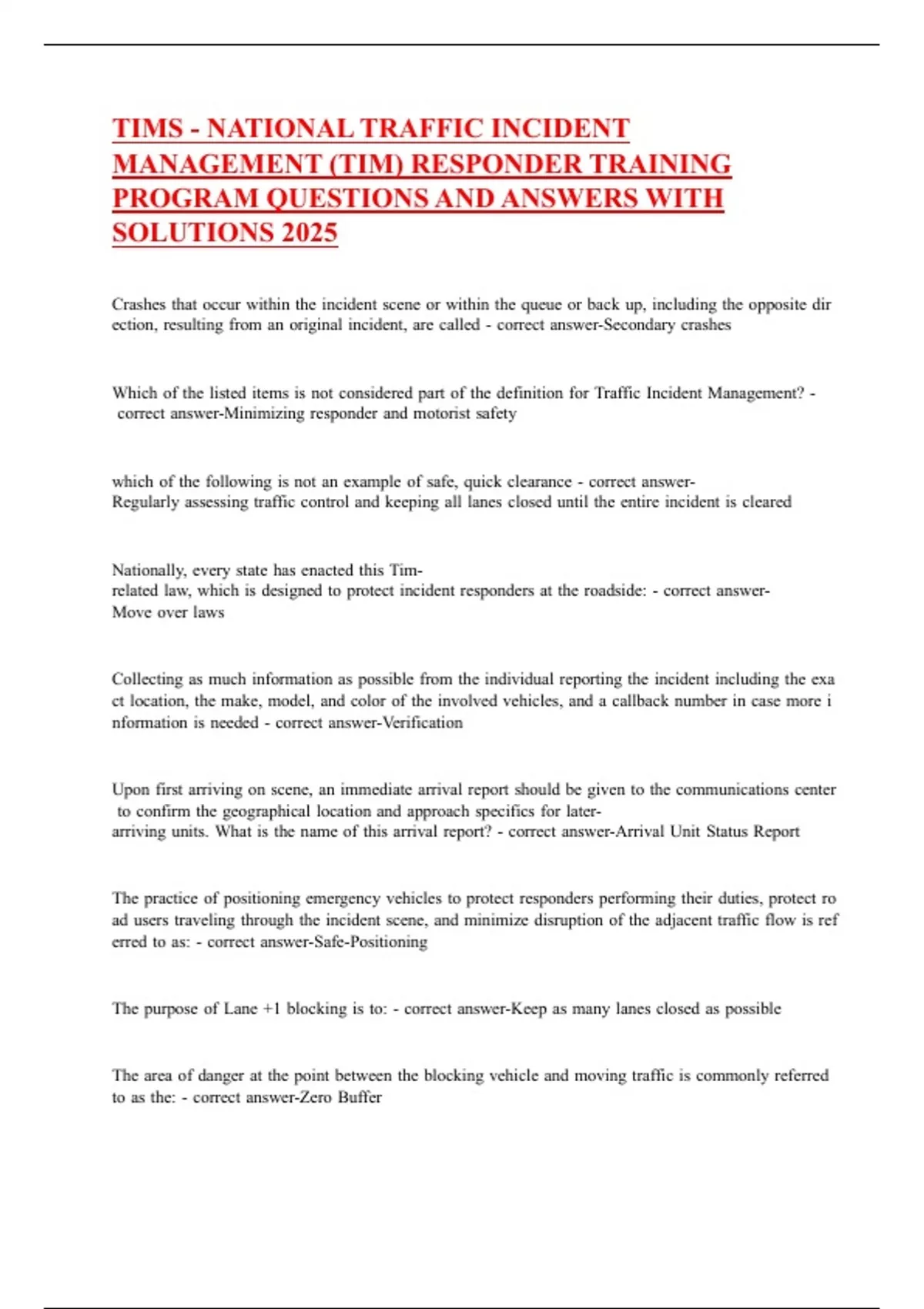 TIMS - NATIONAL TRAFFIC INCIDENT MANAGEMENT (TIM) RESPONDER TRAINING ...