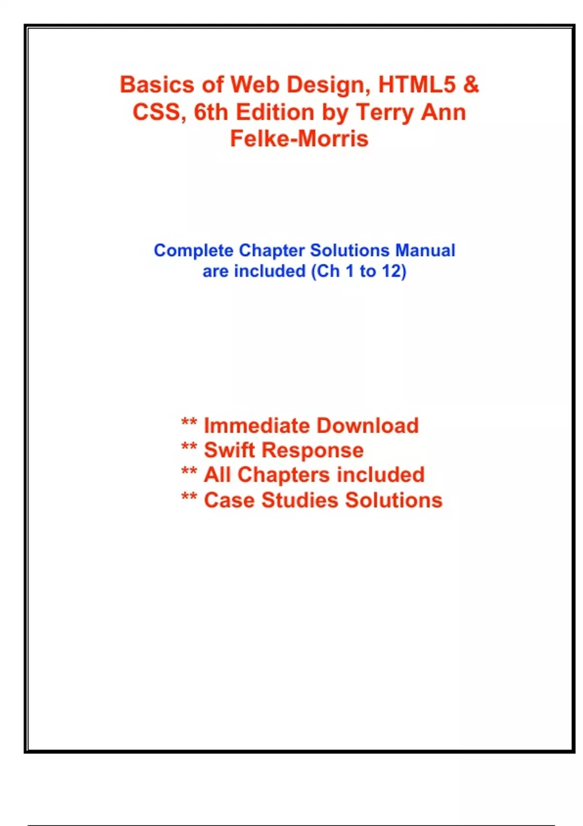 Solutions for Web Design, HTML5 & CSS, 6th Edition by Felke-Morris (All ...