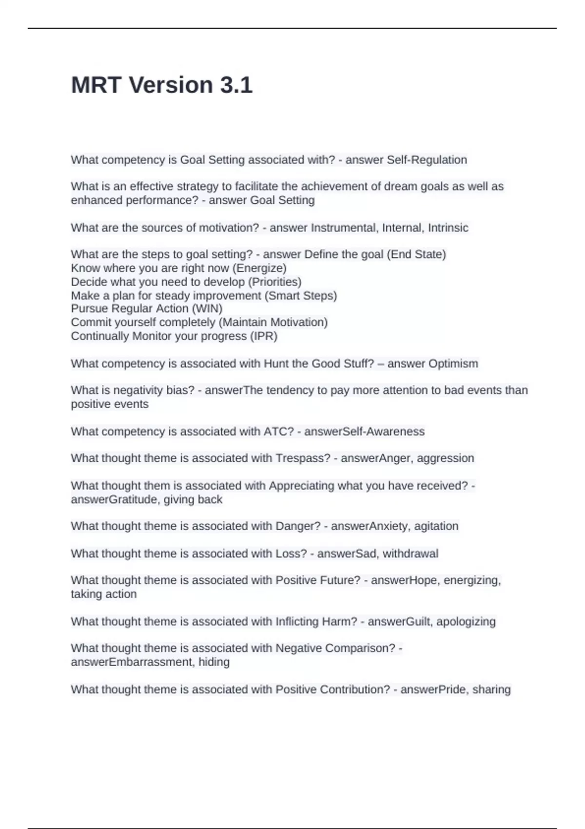 MRT Version 3.1 Questions and Answers Fully Solved - Mrt - Stuvia US