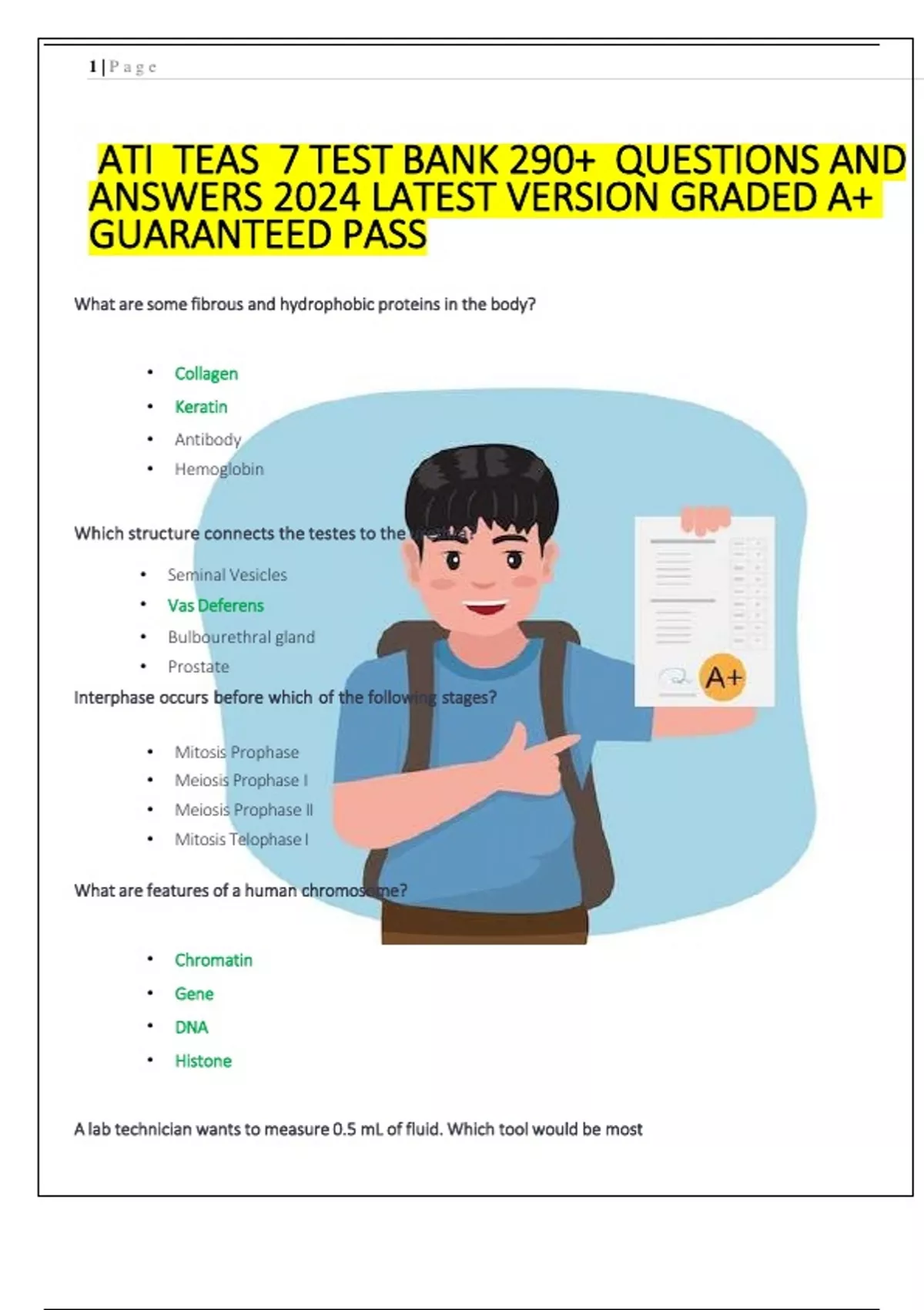 ATI TEAS PRACTICE TEST BANK WORKBOOK 6 FULL TEST BANK WITH CORRECT ...