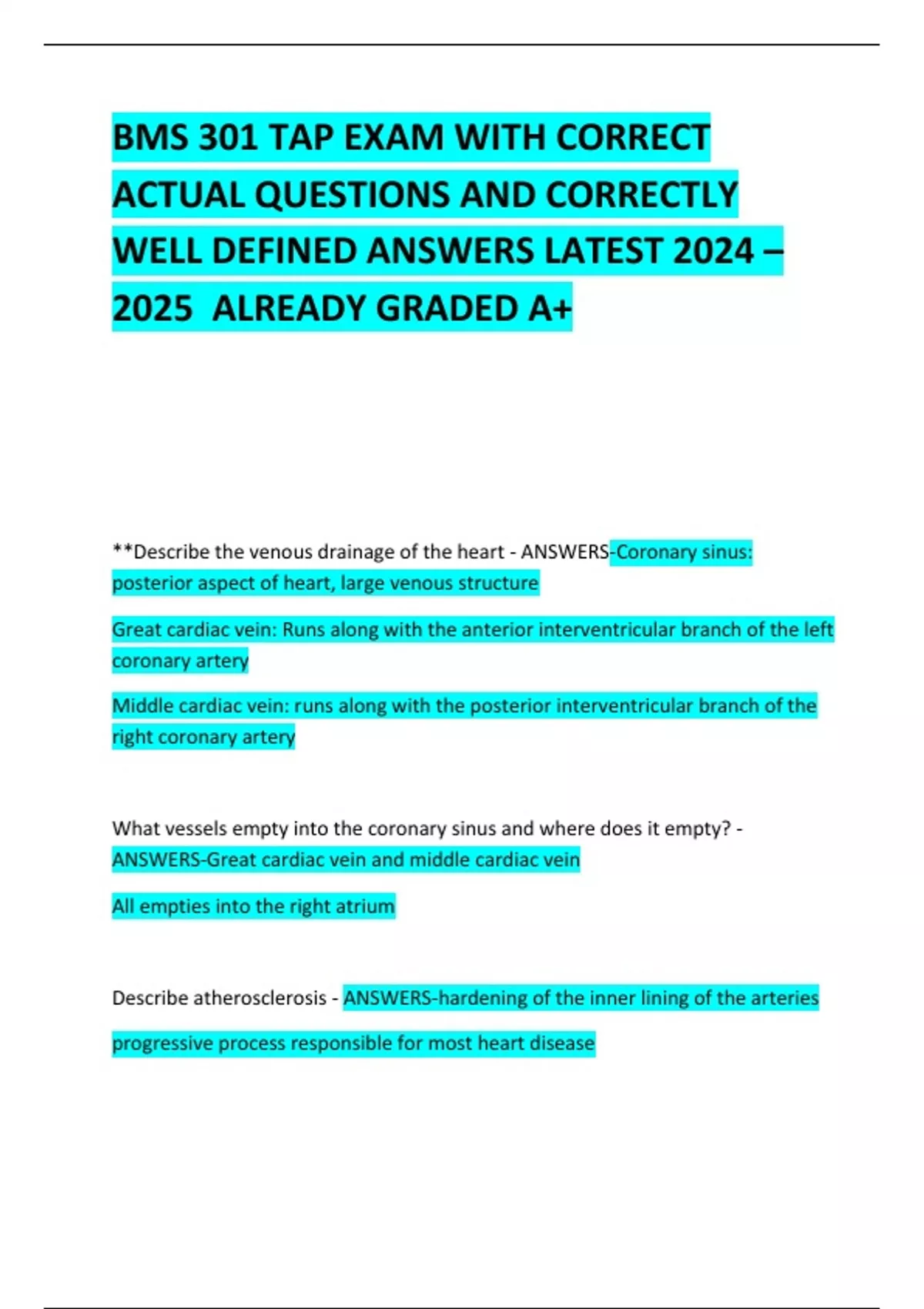 BMS 301 TAP EXAM WITH CORRECT ACTUAL QUESTIONS AND CORRECTLY WELL ...