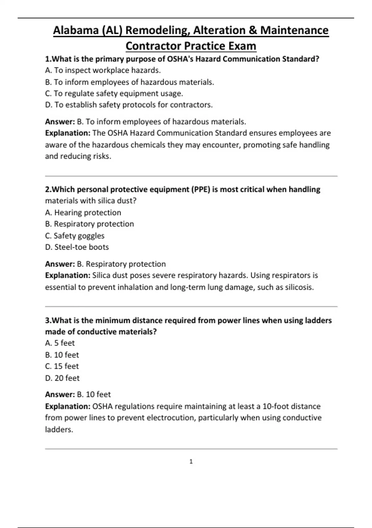 Alabama (AL) Remodeling, Alteration & Maintenance Contractor Practice ...